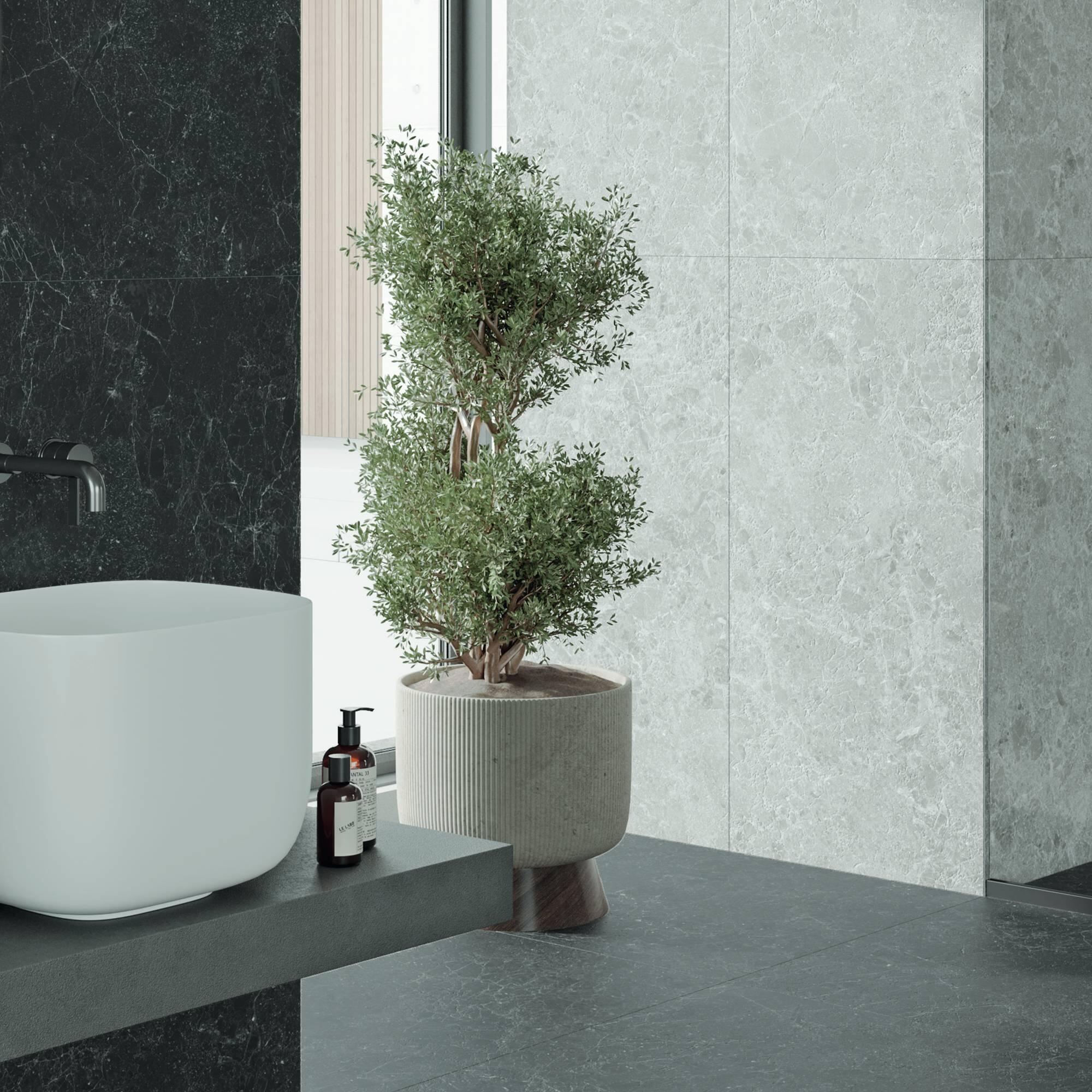 Gresie interior, 60 x 120 cm, Charisma, aspect piatra, negru, mat ...