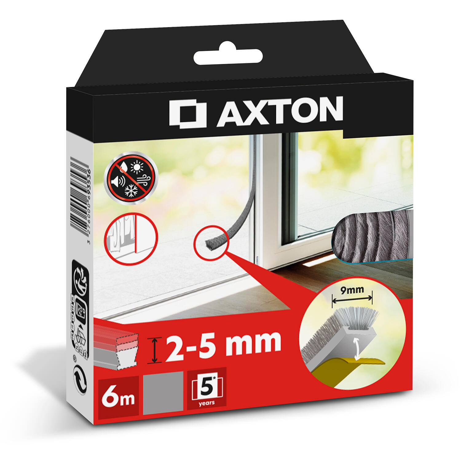 Joint porte, placard, baie coulissante AXTON 2 à 5 mm, L.6 m gris | Leroy Merlin