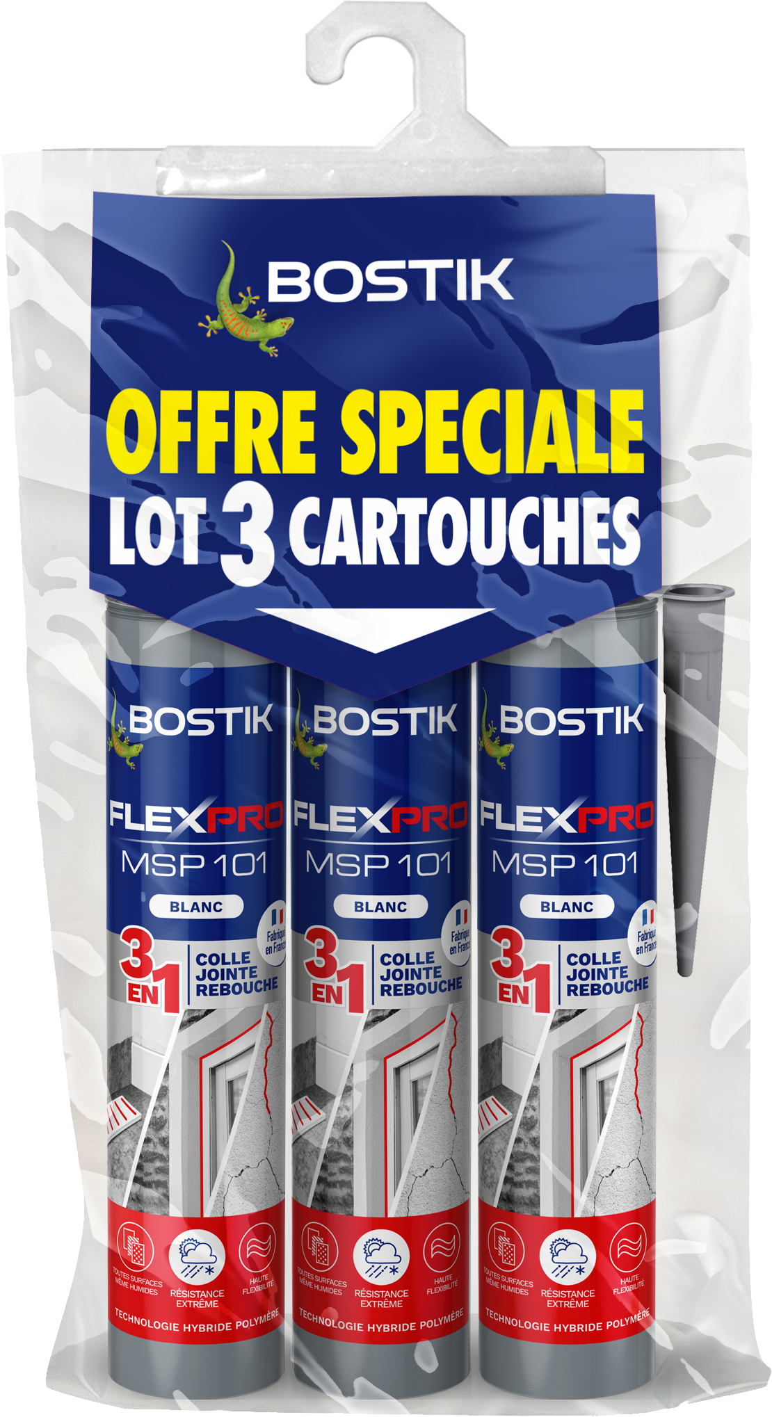 Mastic colle intérieur et extérieur 3en1 blanc 300 ml - BOSTIK FLEXPRO ...