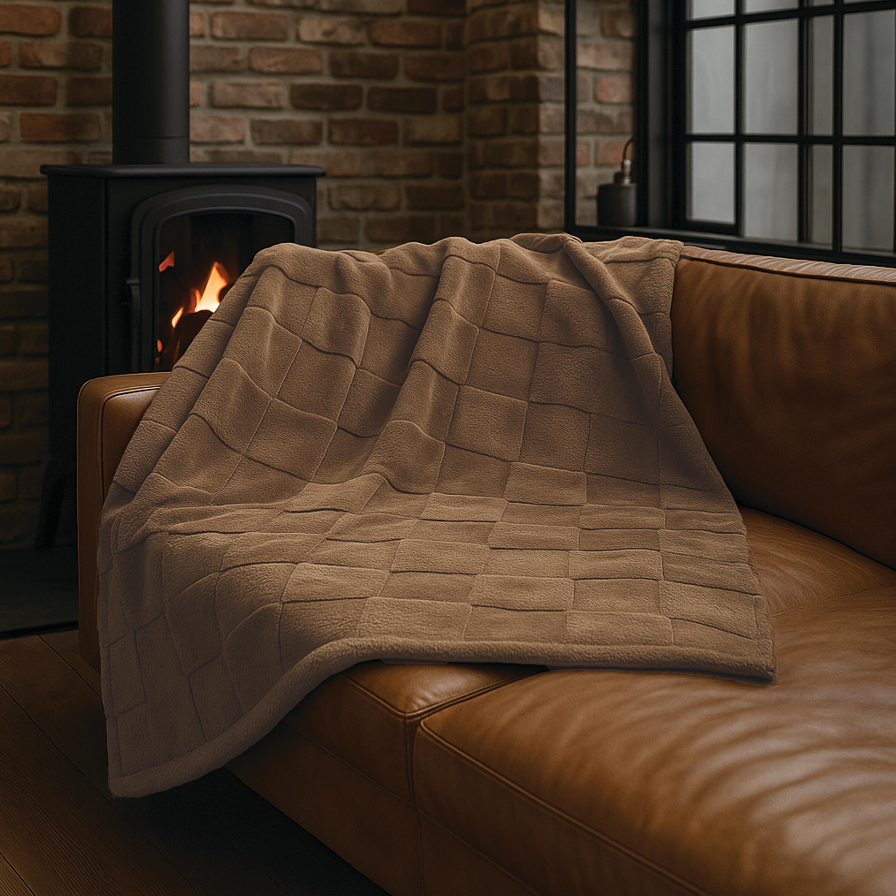 Plaid Margot, brun marron l.130 x L.160 cm | Leroy Merlin