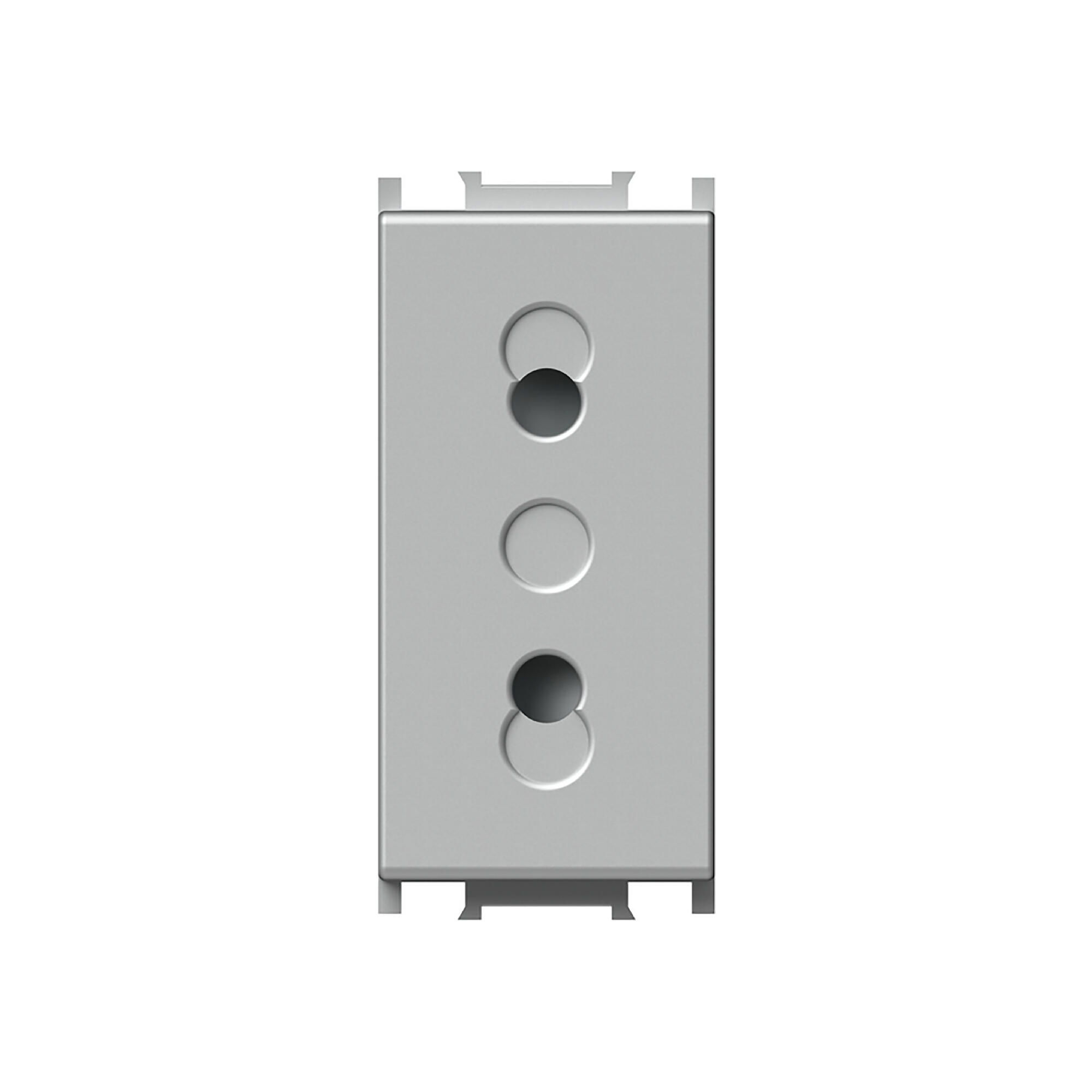 Priza simpla Tem Modul, standard italian, modulara, IP20, argintie ...