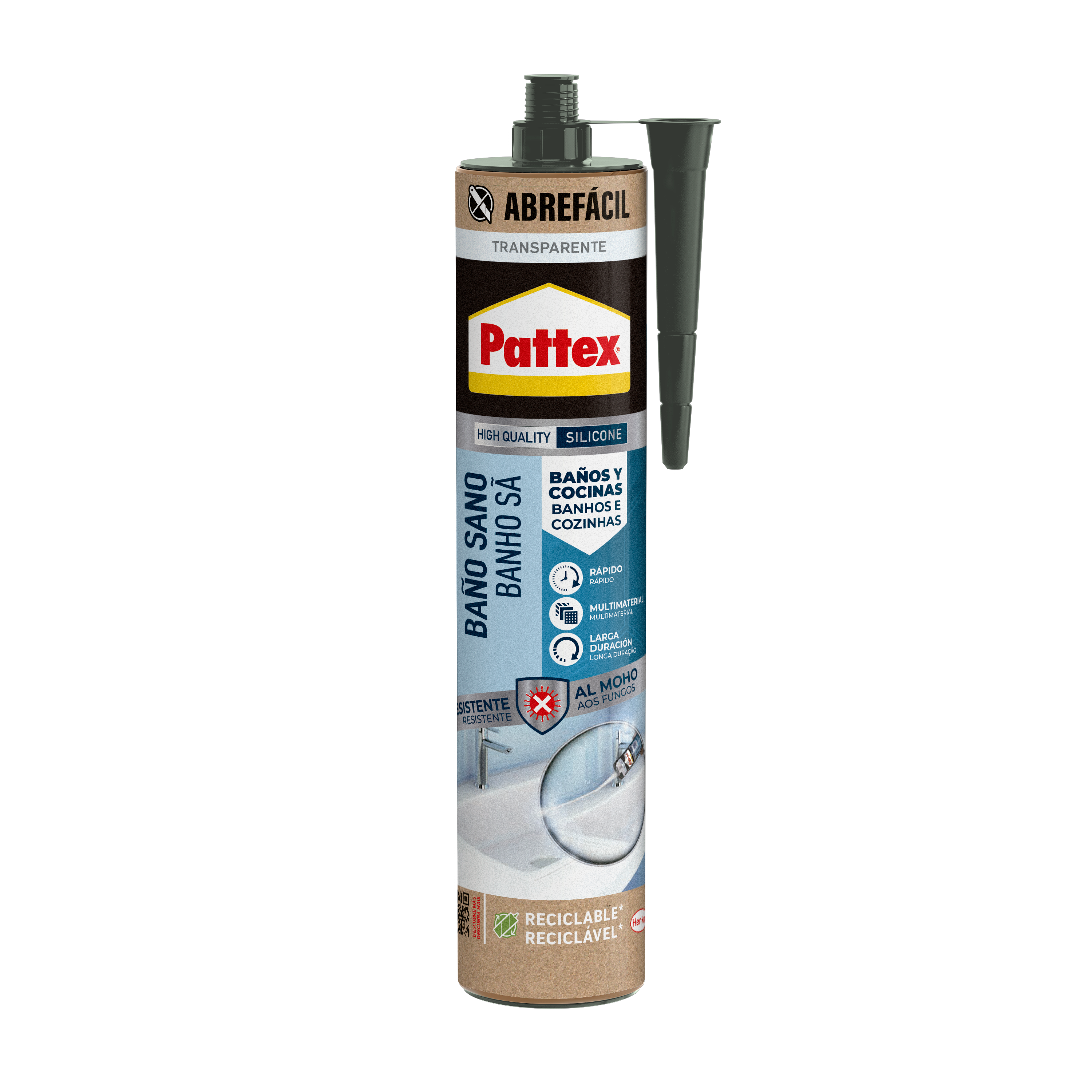 Silicona antimoho Baños y Cocinas Pattex 280 ml transparente | Leroy Merlin