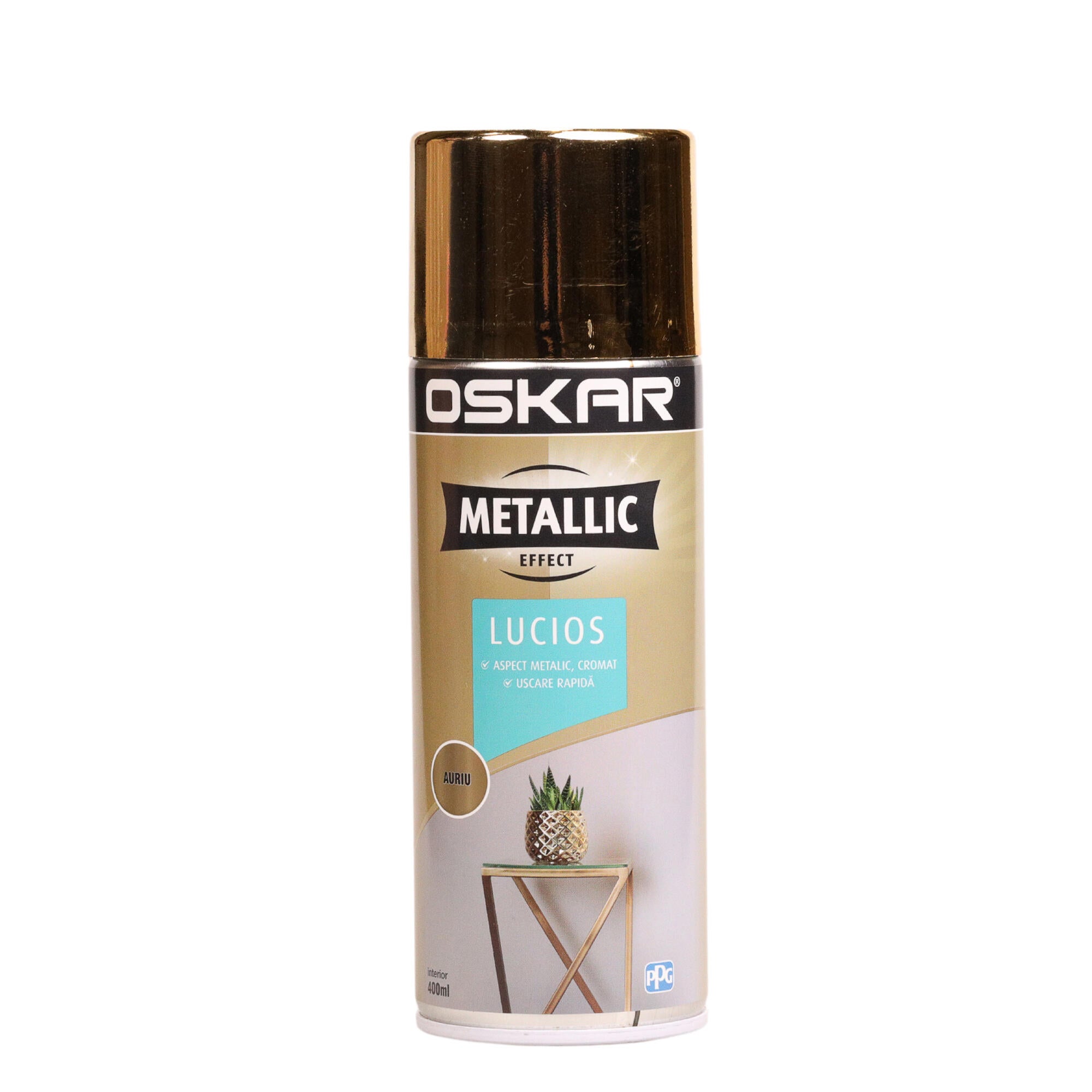 Vopsea spray Oskar Metallic Effect, auriu, lucios, 400 ml | Leroy Merlin