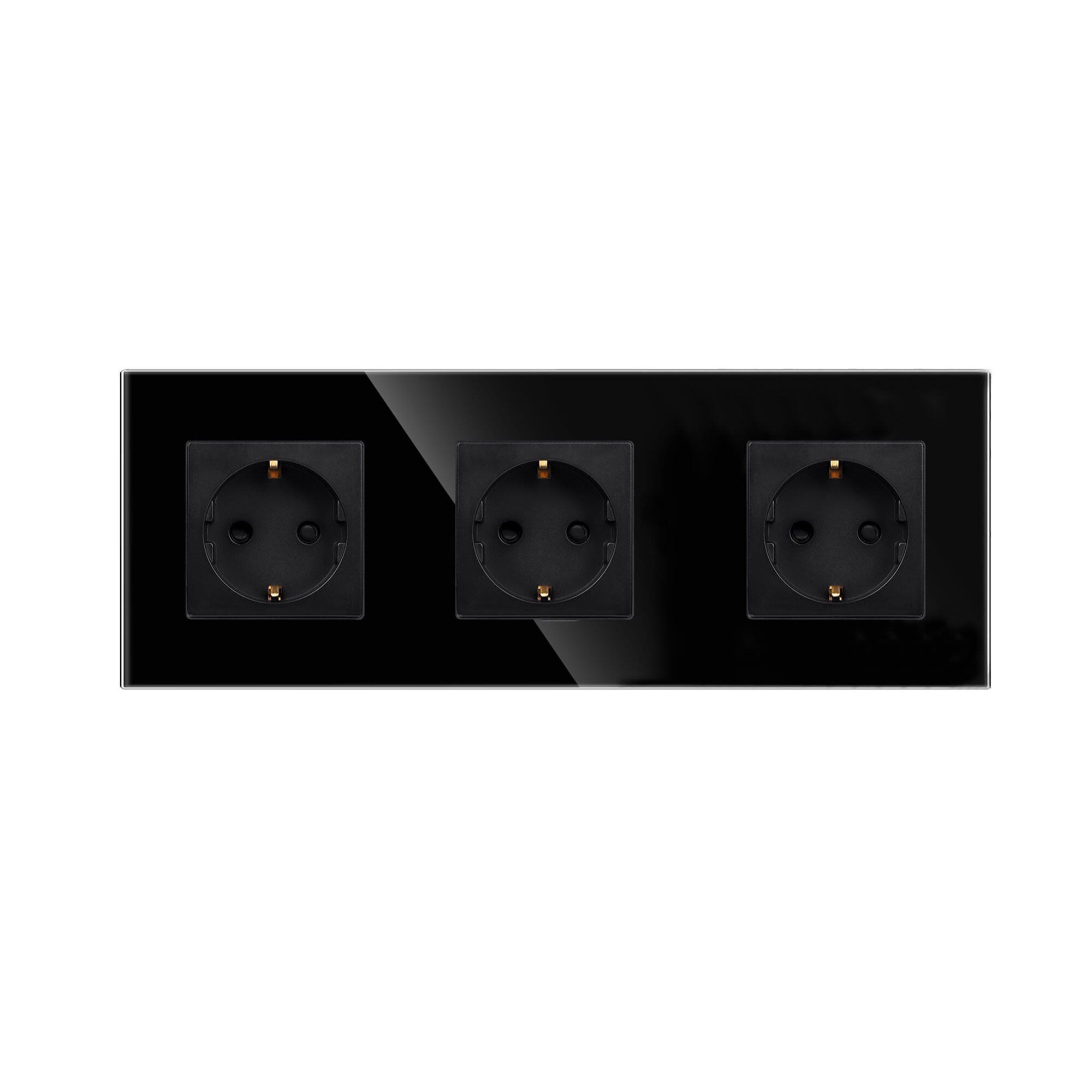 Priza tripla Doc, IP20, neagra | Leroy Merlin