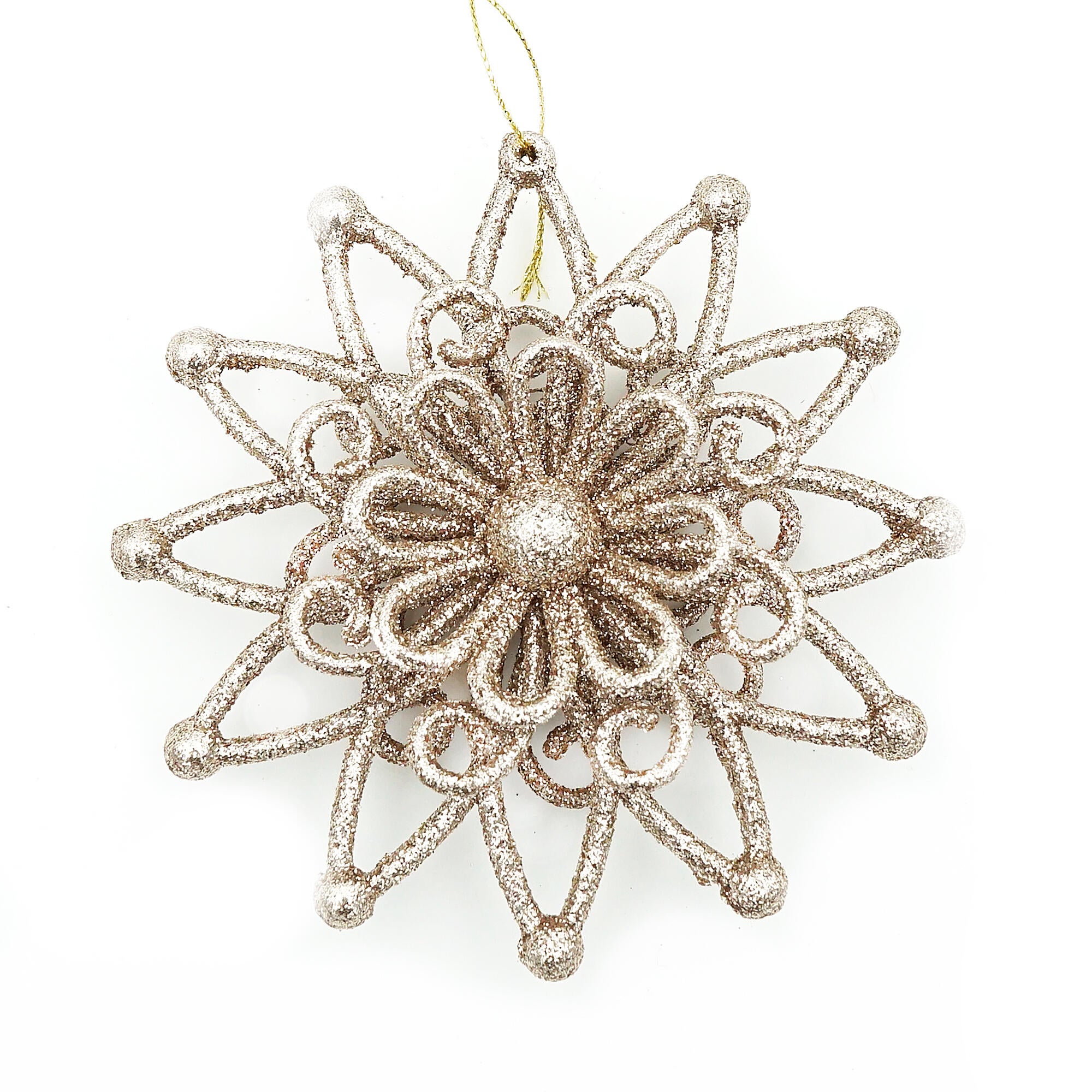 Decoratiune Craciun, pentru brad, model floare, plastic, inaltime 11 cm ...