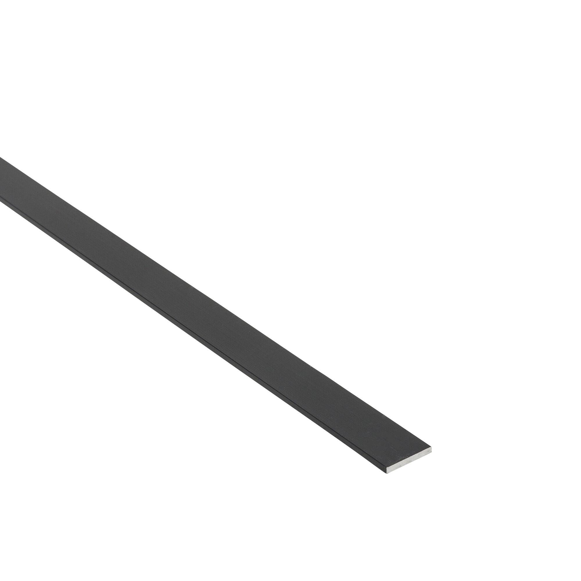 Platbanda aluminiu anodizat periat, 15 x 2 mm, L = 1 m, negru mat ...