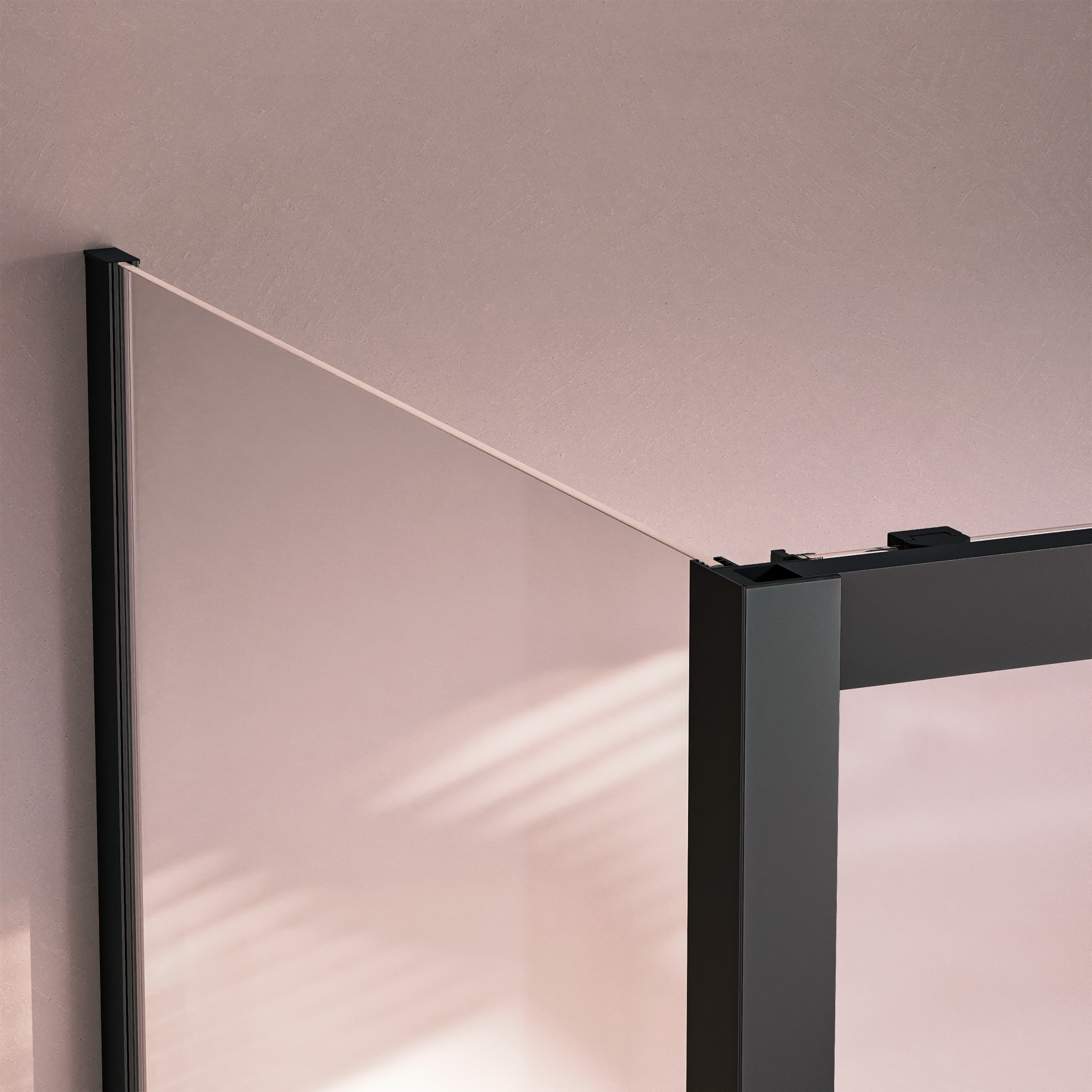 Mampara de ducha frontal corredera transparente y panel fijo lateral ...