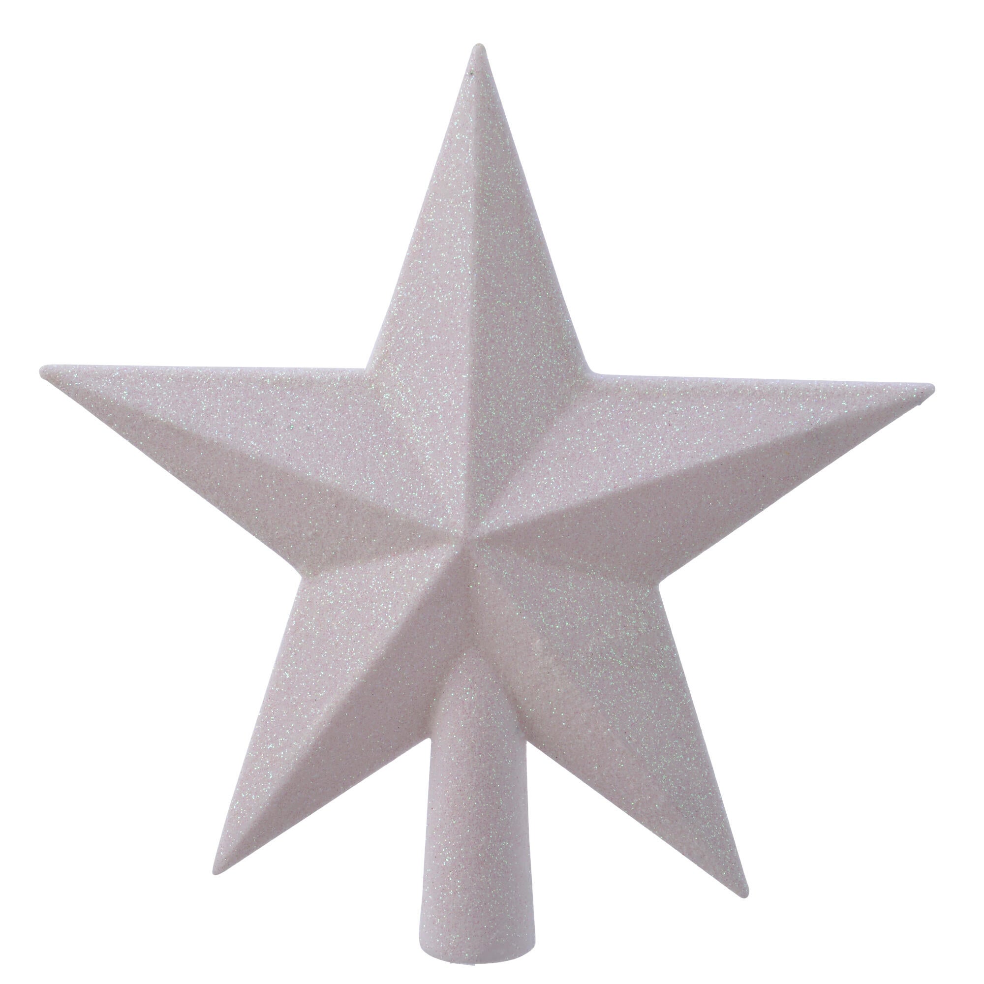 Varf de brad, forma stea, polistiren, inaltime 19 cm, alb, sclipici ...