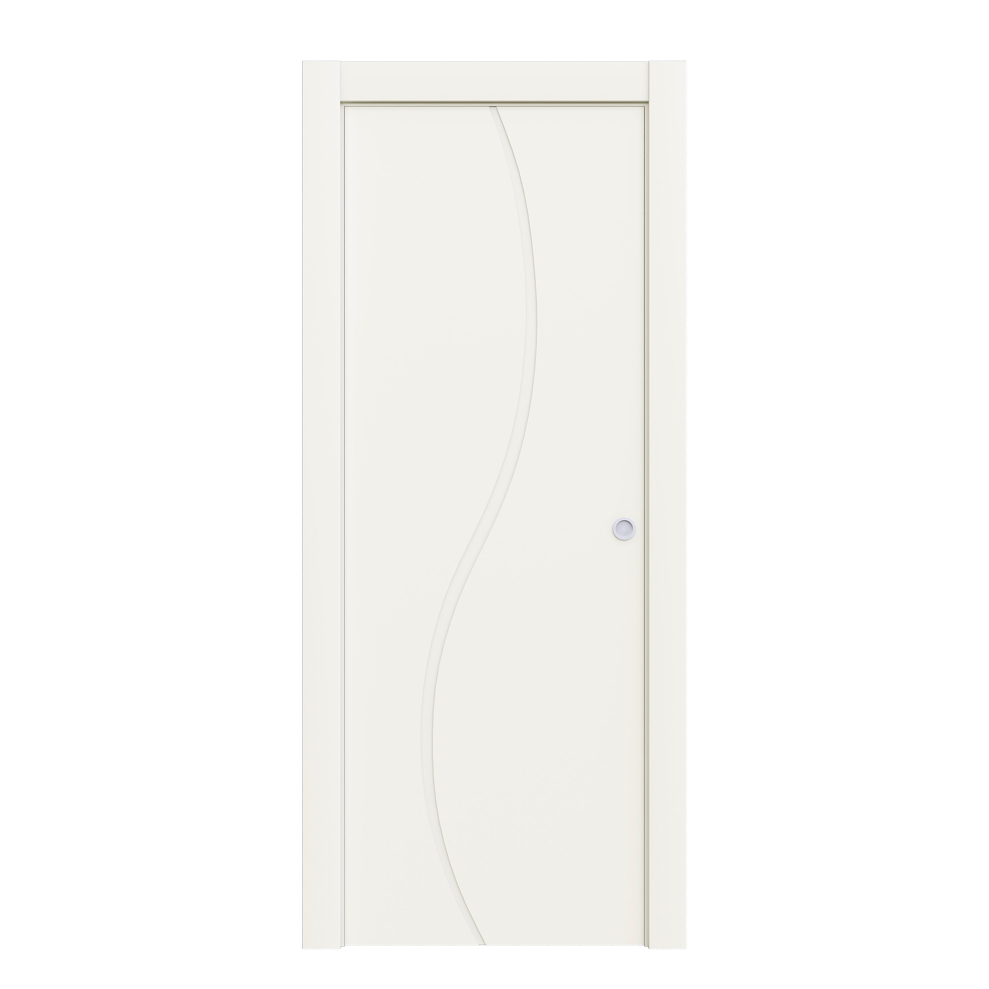 Puerta de interior corredera ciega maciza Tinte Castalla Dumont crema ...