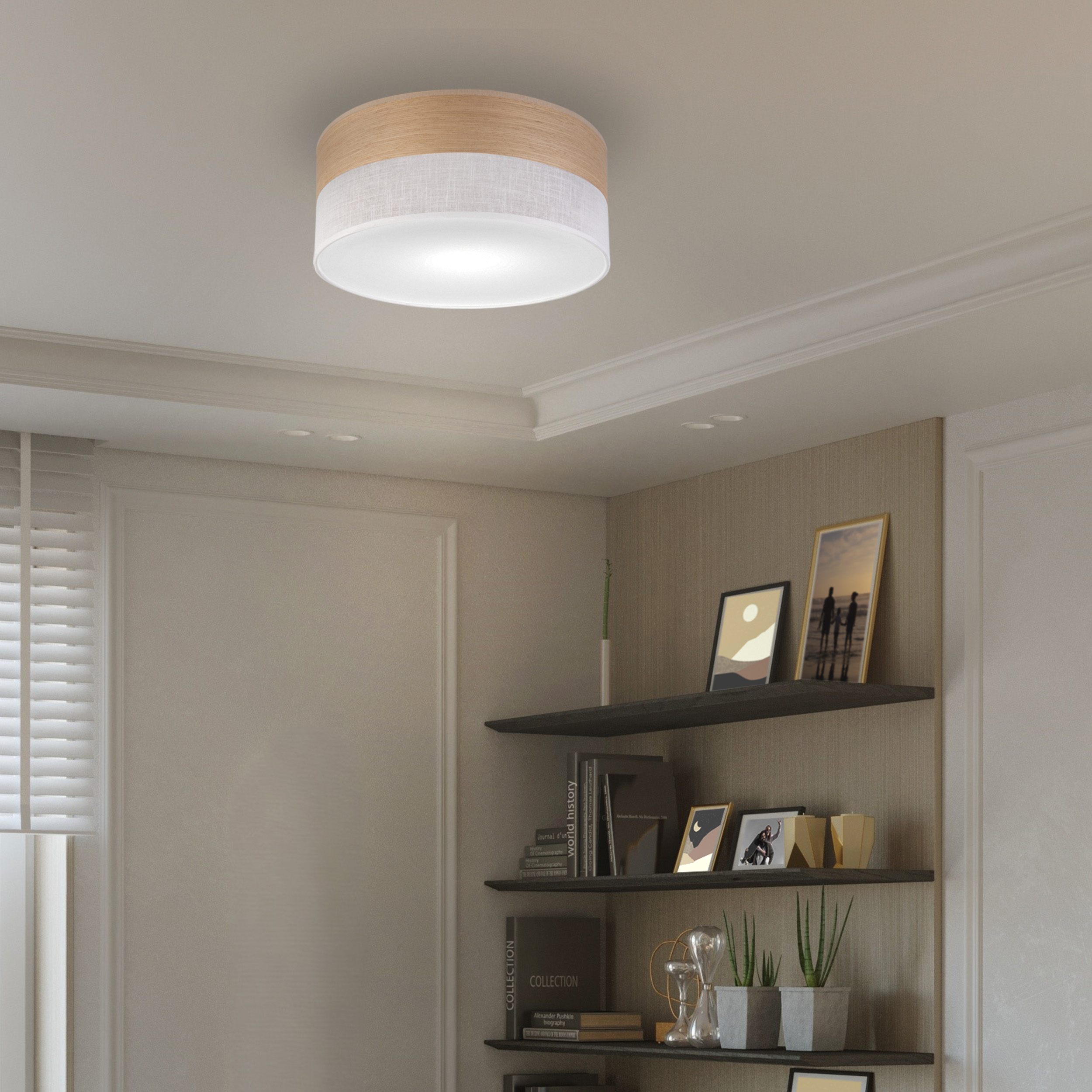 Plafón 1 luz E27 blanco y beige Dafne ø35 cm | Leroy Merlin