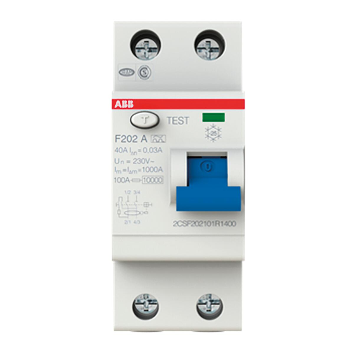 Protezione differenziale ABB F202 A-40/0,03 2 poli 40A 30mA A 2 moduli ...