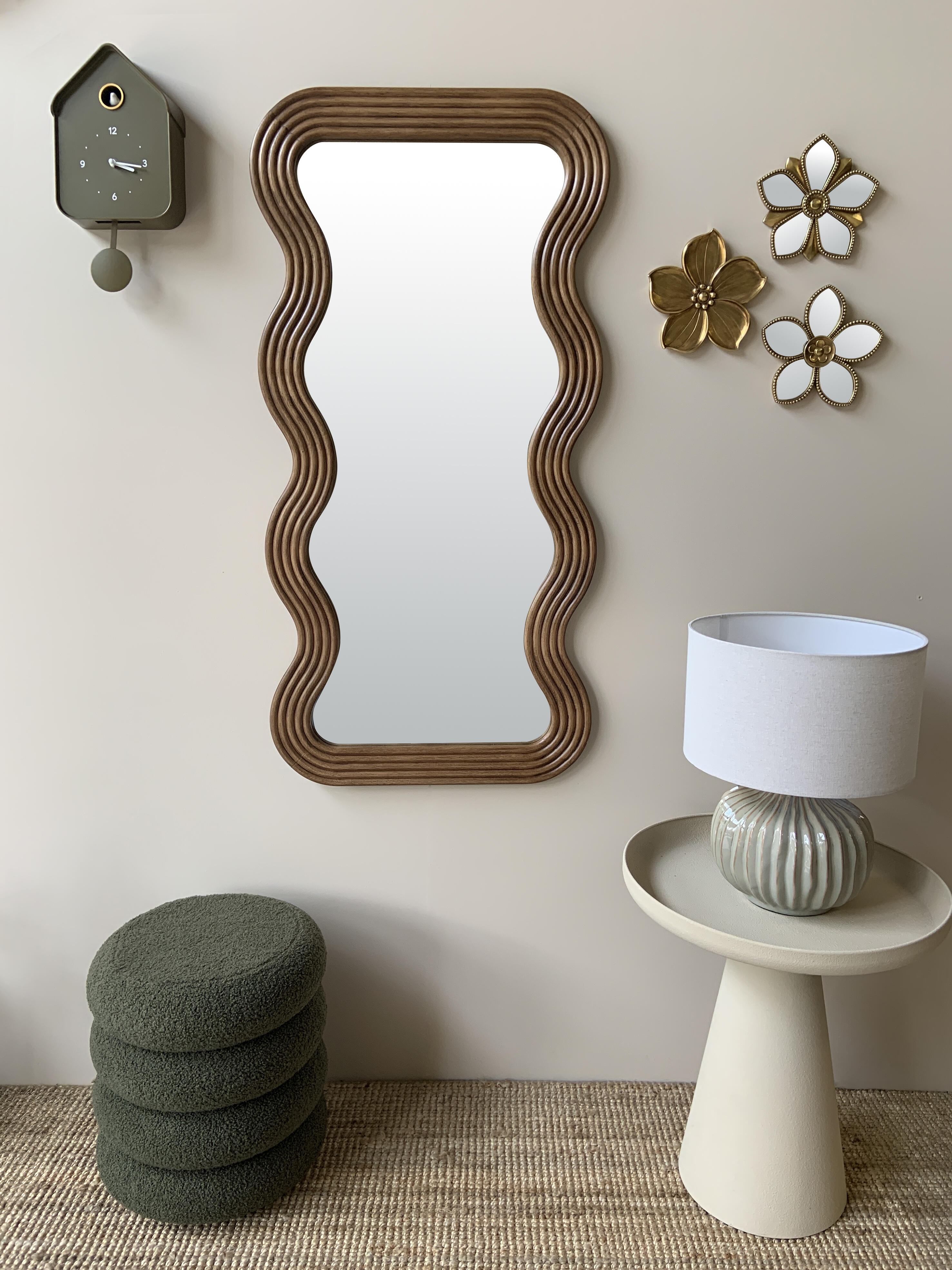 Miroir irrégulier bois marron Vague, l.60 x H.120 cm | Leroy Merlin