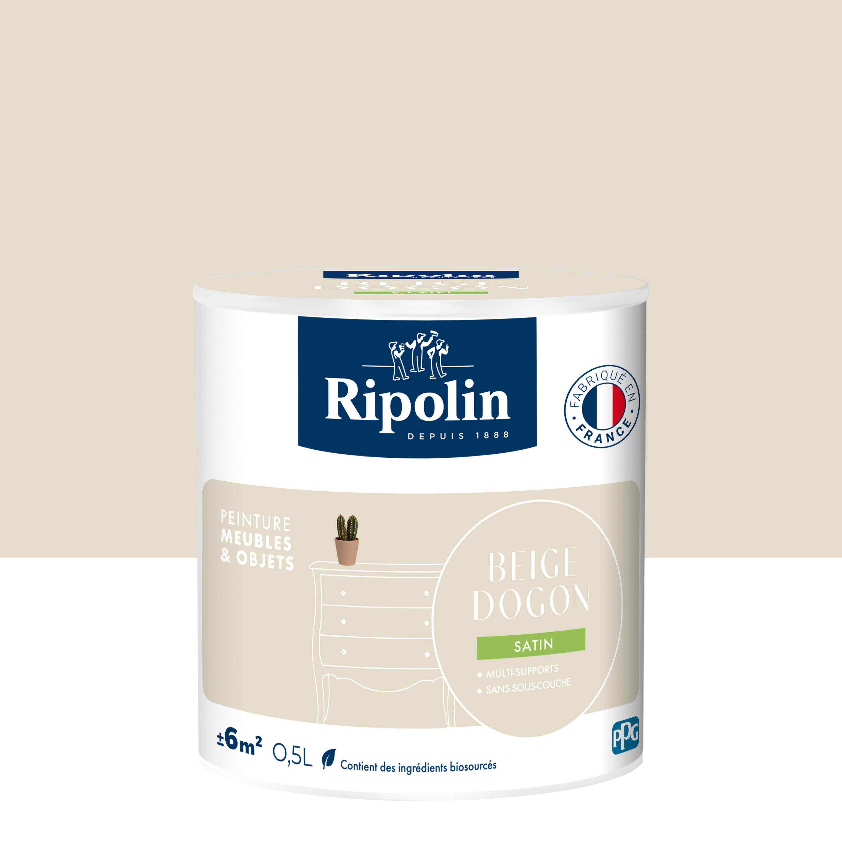 Peinture meuble et objet RIPOLIN beige dogon satiné 0.5L | Leroy Merlin