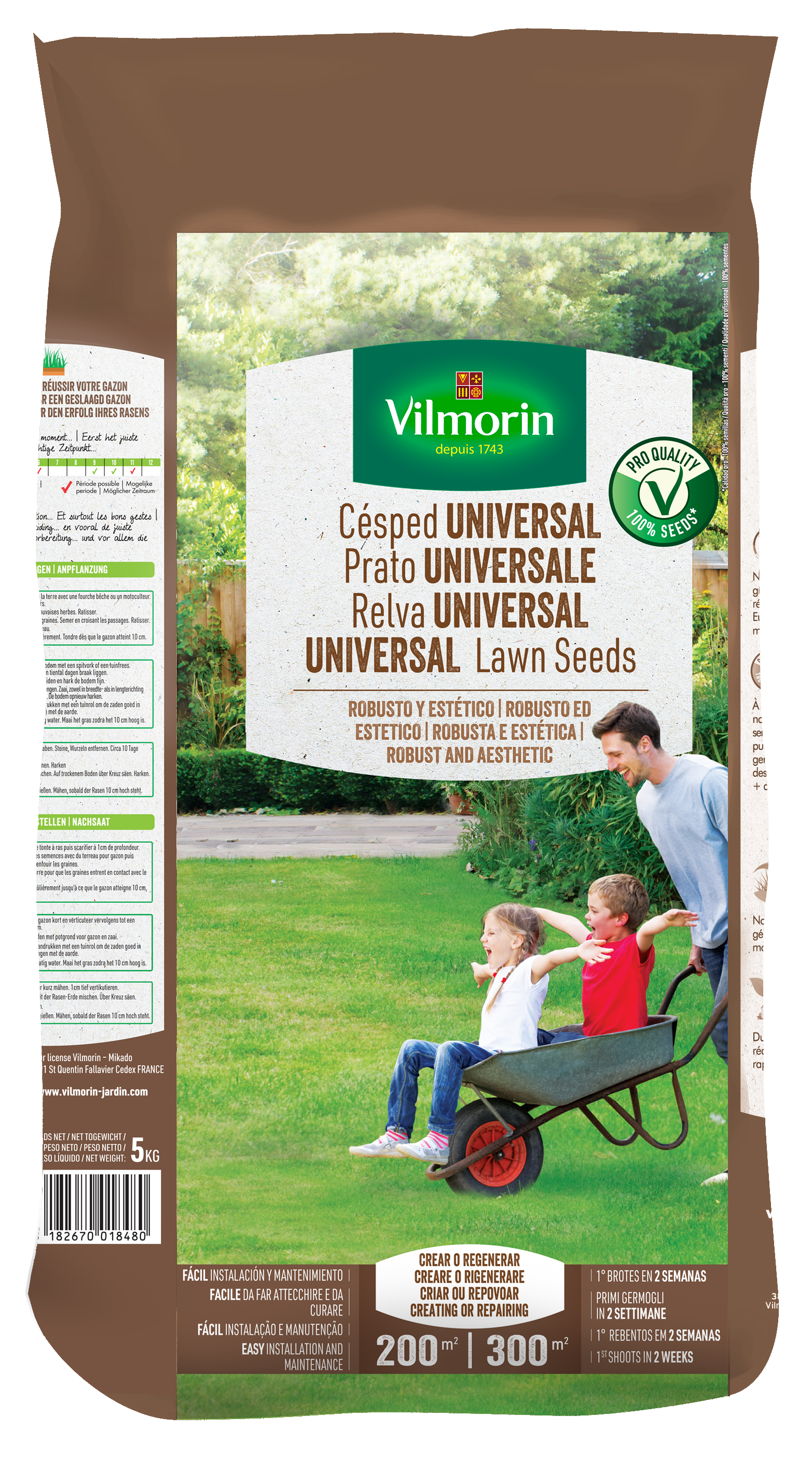 Semilla de césped VILMORIN 5kg para terrenos de de 100 a 300 m² | Leroy ...