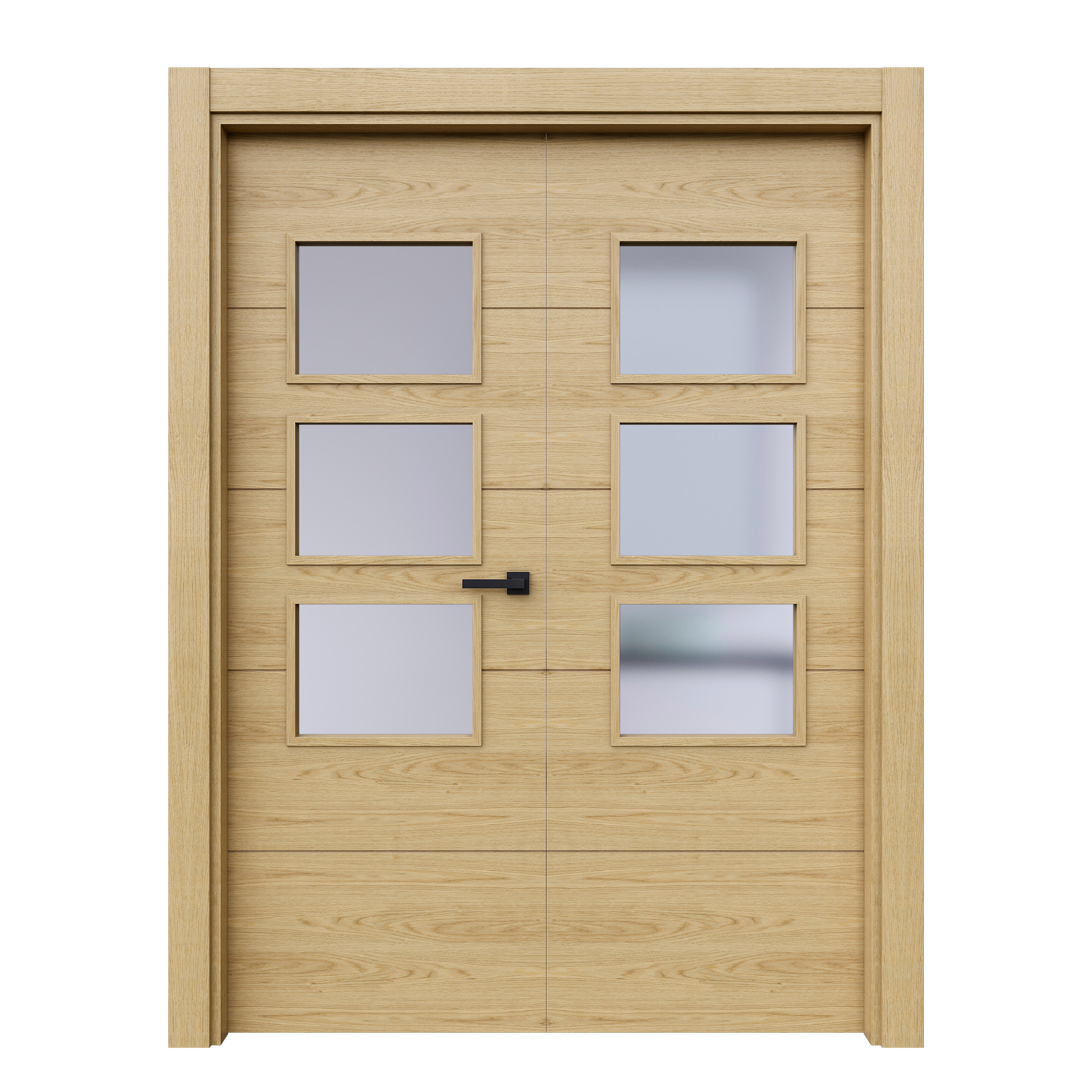 "Puerta de interior abatible doble vidriera con cristal incluido estructura maciza acabado ...