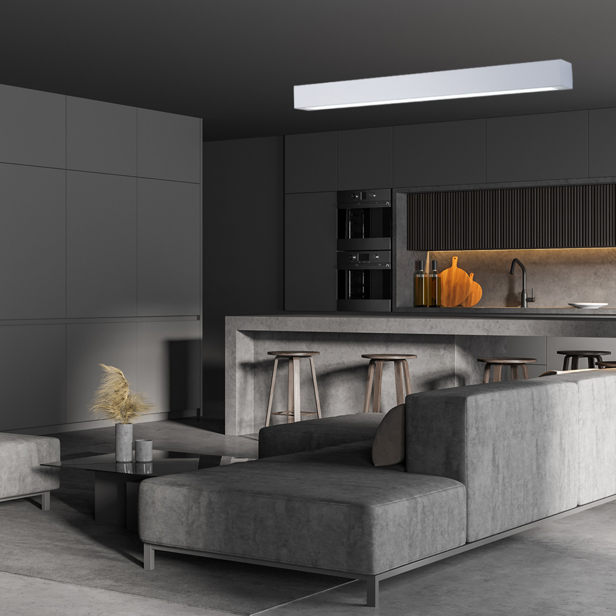 Plafón LED rectangular blanco 1600 lm color luz regulable 120 cm de ...