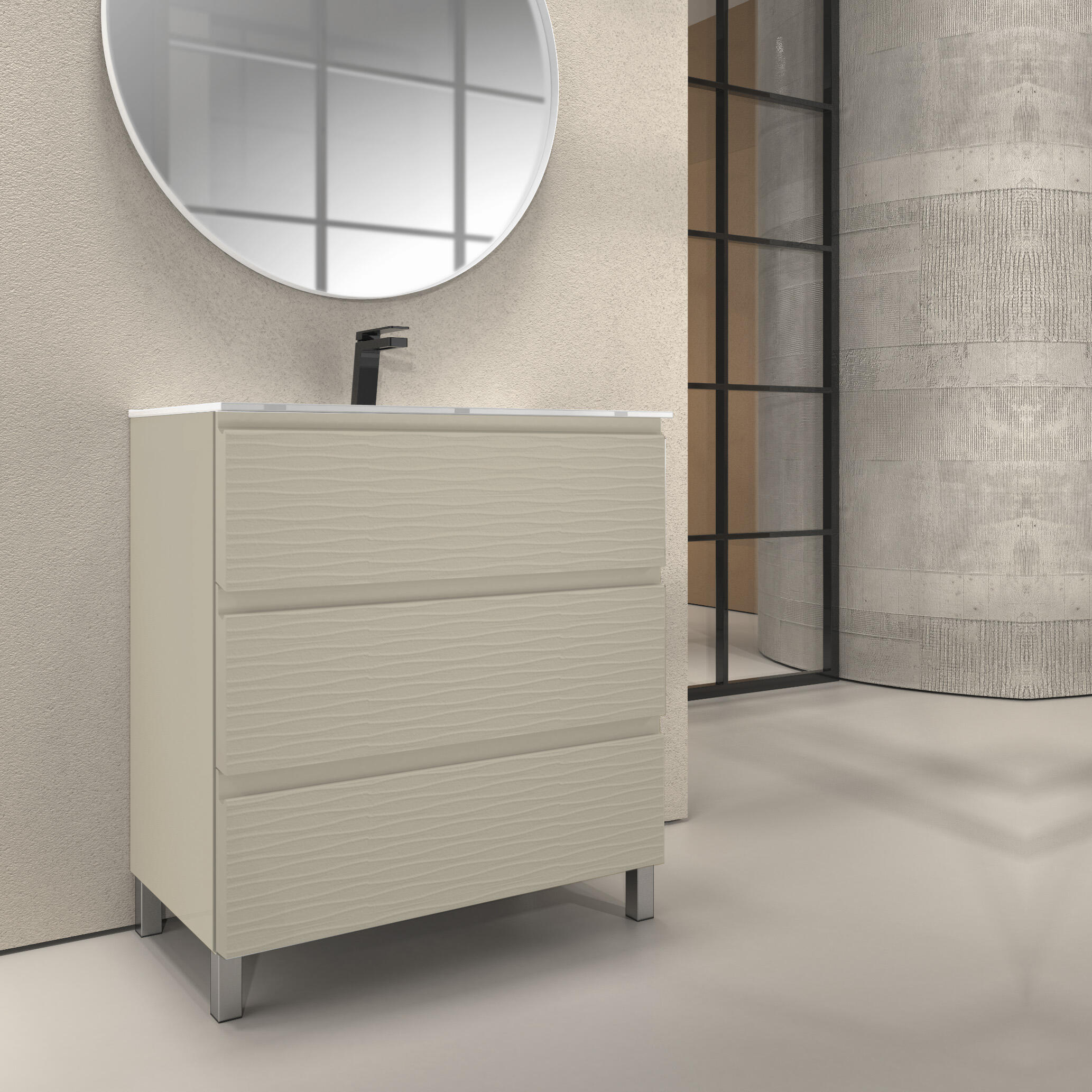 Mueble de baño con lavabo Nova 3C beige 80x45 cm | Leroy Merlin