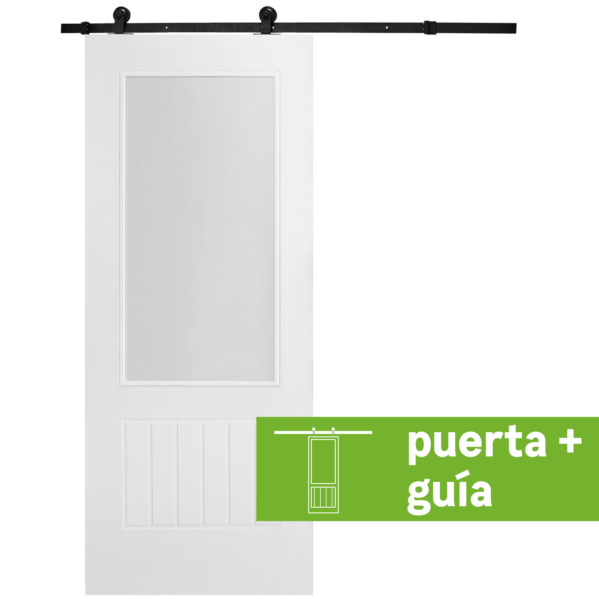 Pack Puerta de interior corredera con cristal incluido estructura ...