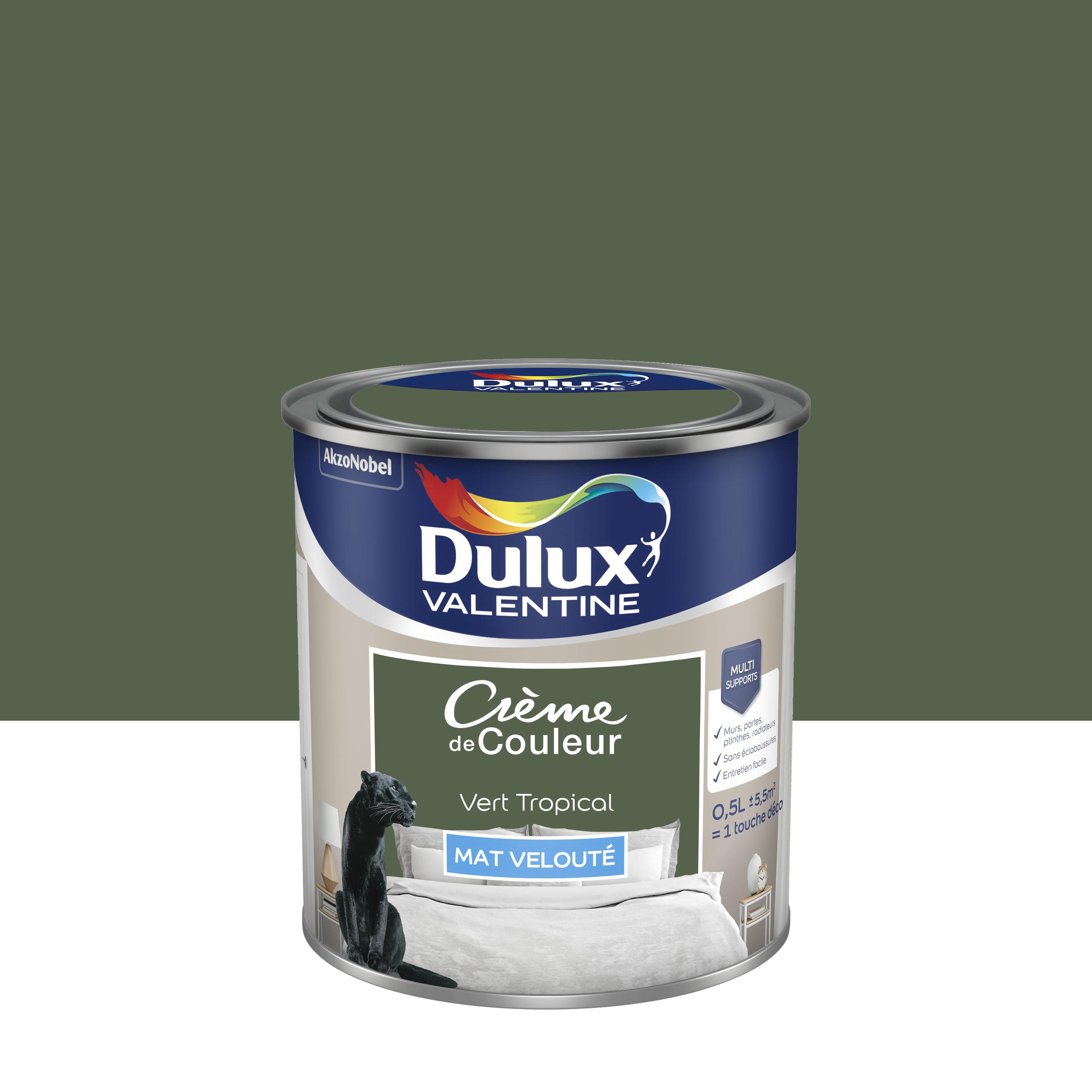 Peinture mur, boiserie vert tropical mat DULUX VALENTINE Crème de ...