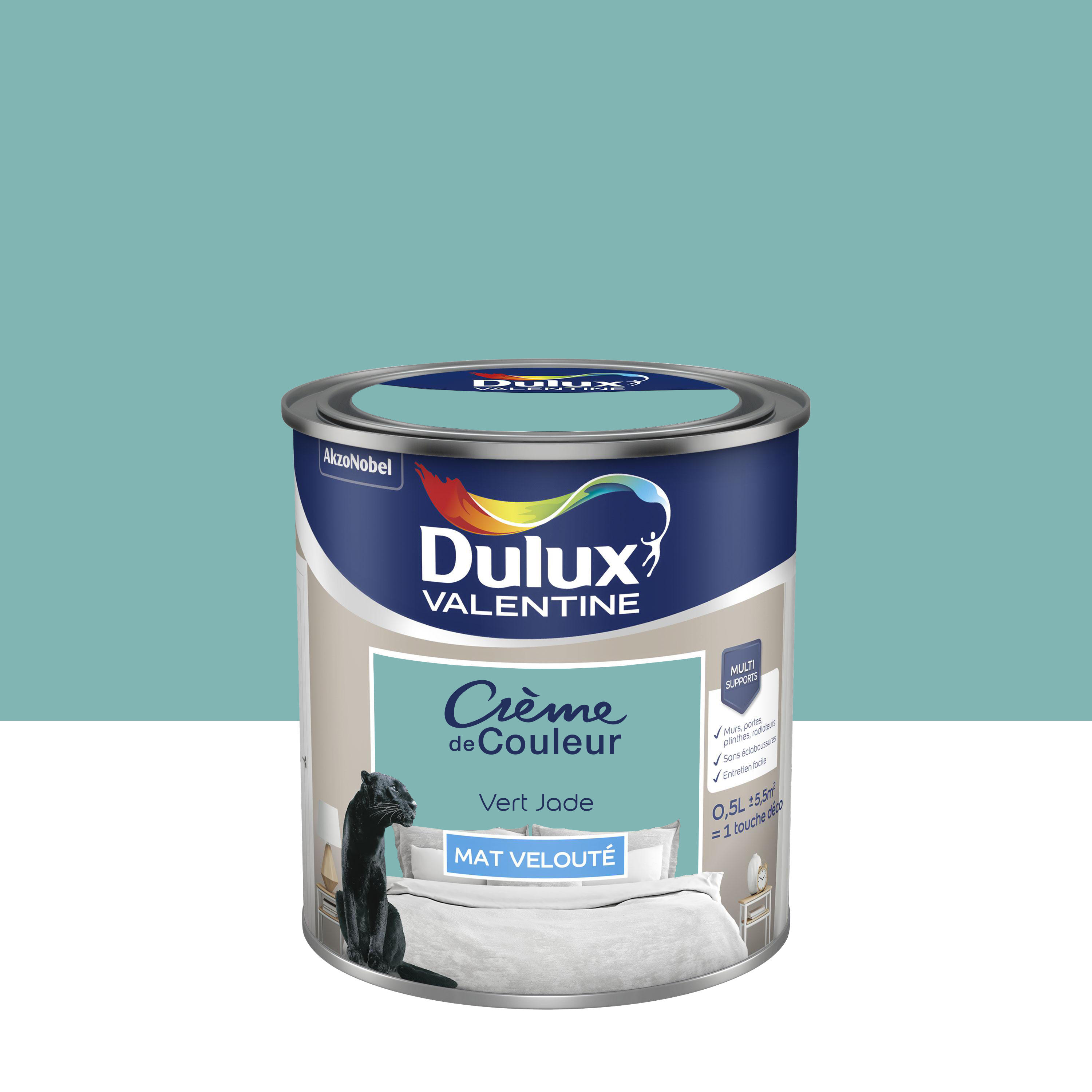 Peinture mur, boiserie vert jade mat DULUX VALENTINE Crème de couleur 0 ...