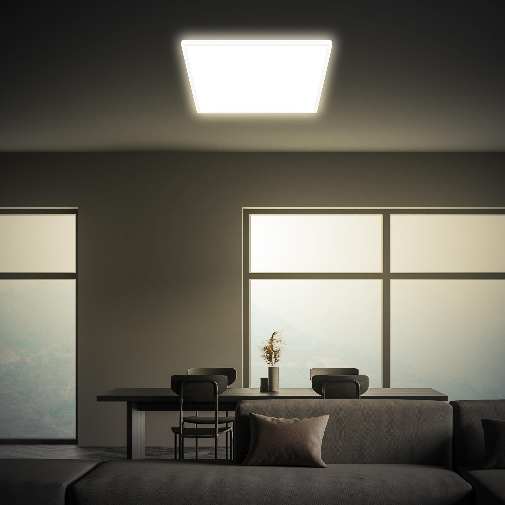 Panel LED de interior cuadrado blanco 6000 lm blanco neutro 56 cm ...
