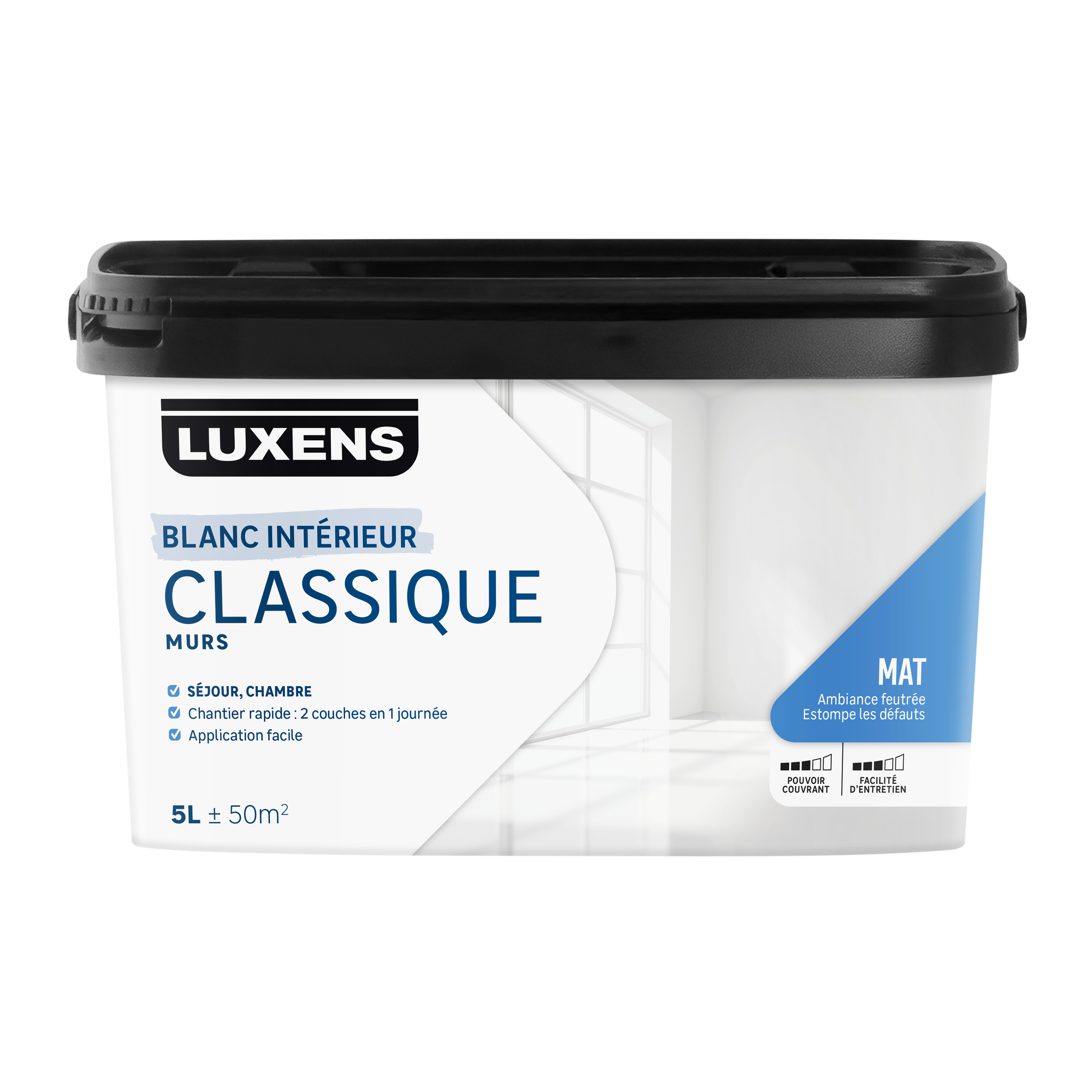 Peinture mur blanc mat LUXENS Classique 5L | Leroy Merlin