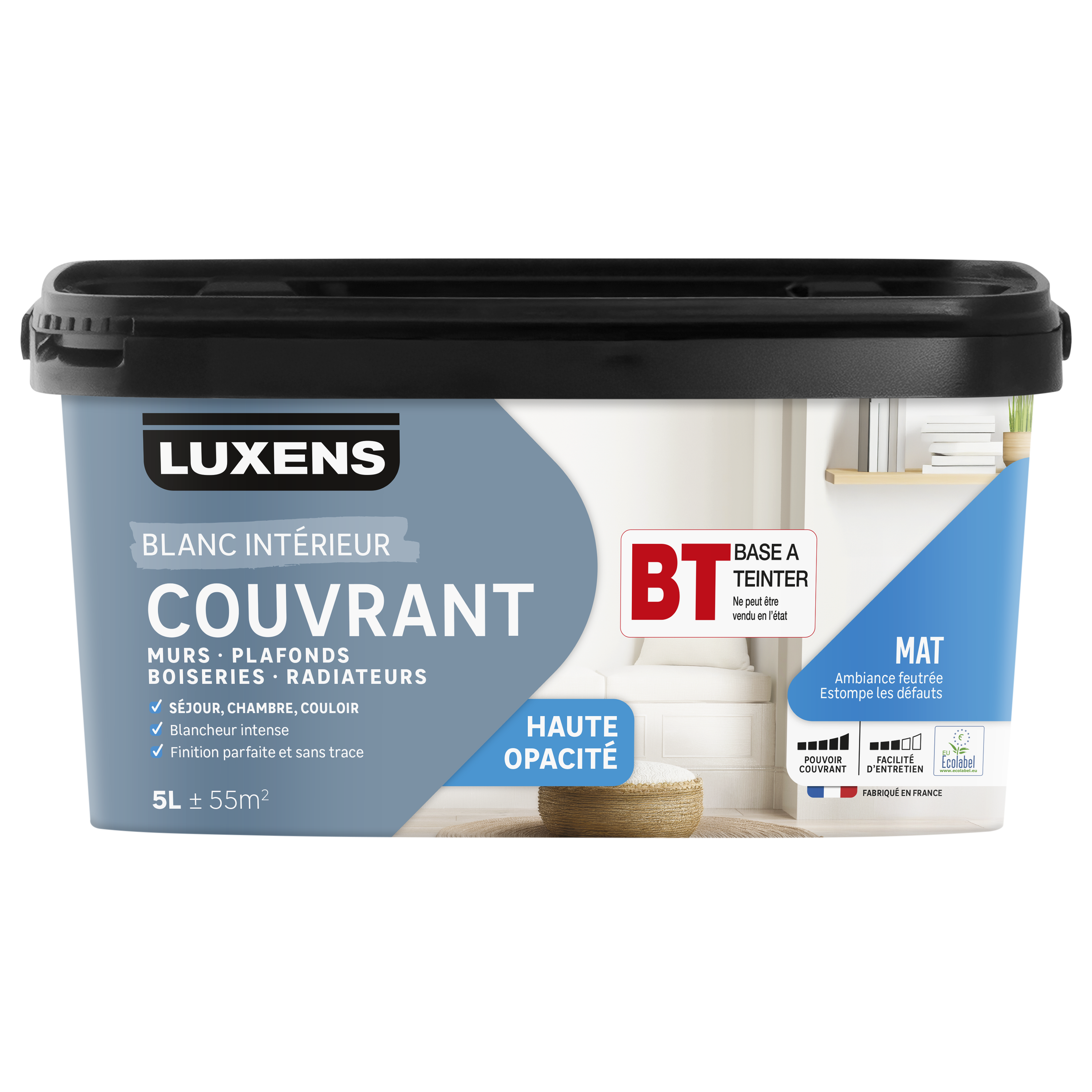 Base T / Machine à teinter / Peint Blanc couvrant mat LUXENS 5 L ...
