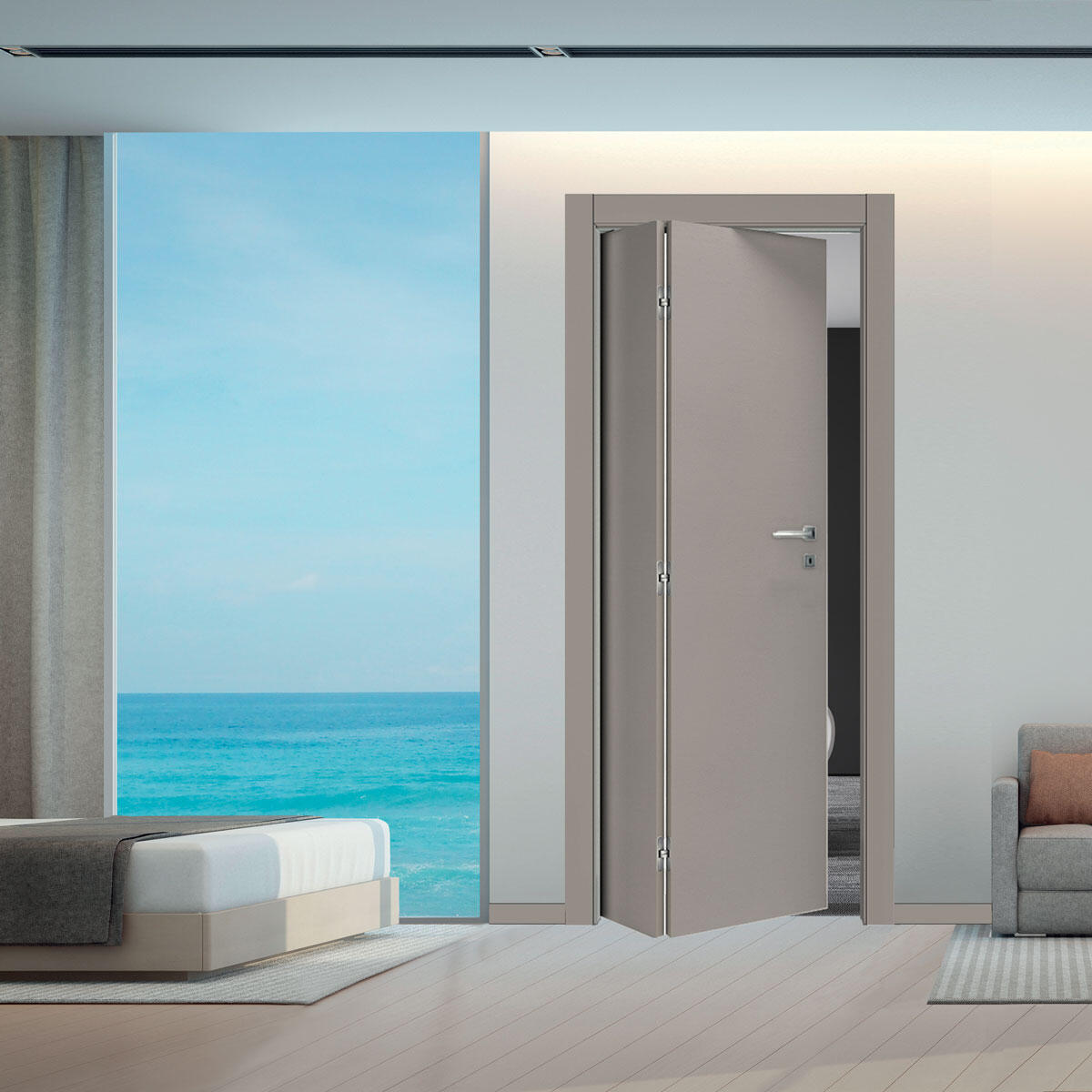 Porta pieghevole a libro asimmetrica Harry grigio L 80 x H 210 cm ...