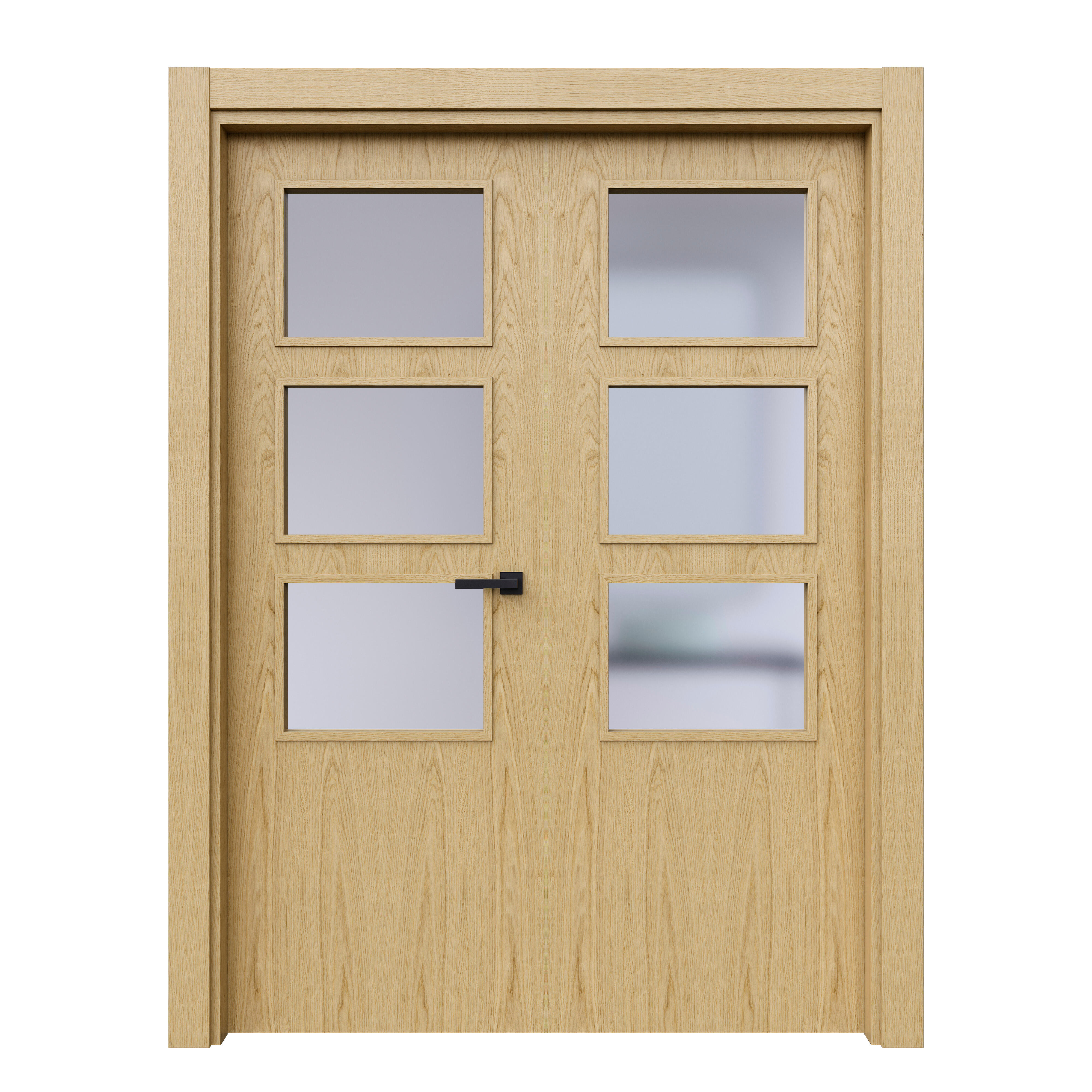 "Puerta de interior abatible doble vidriera con cristal incluido estructura maciza acabado ...