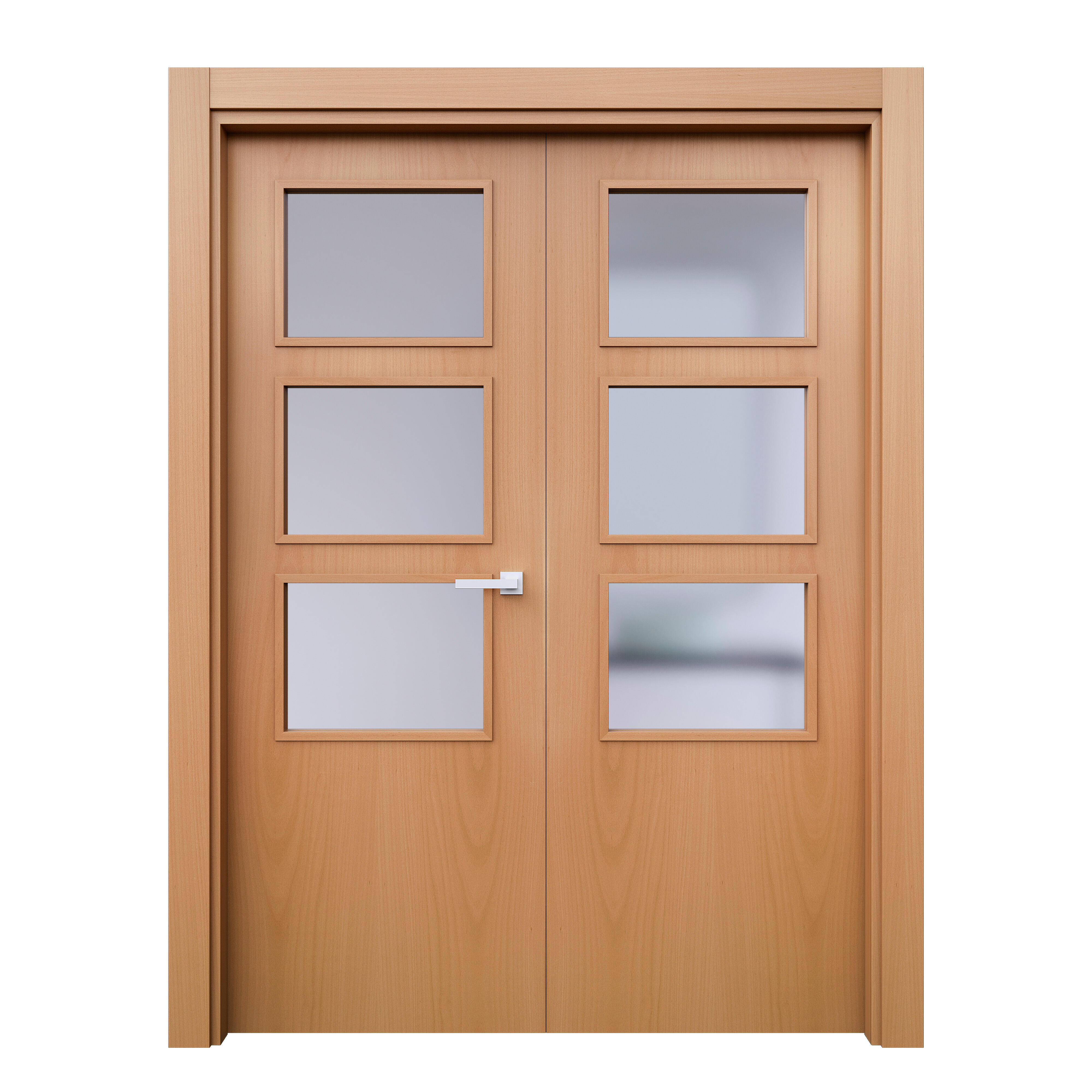 "Puerta de interior abatible doble vidriera con cristal incluido estructura maciza acabado ...