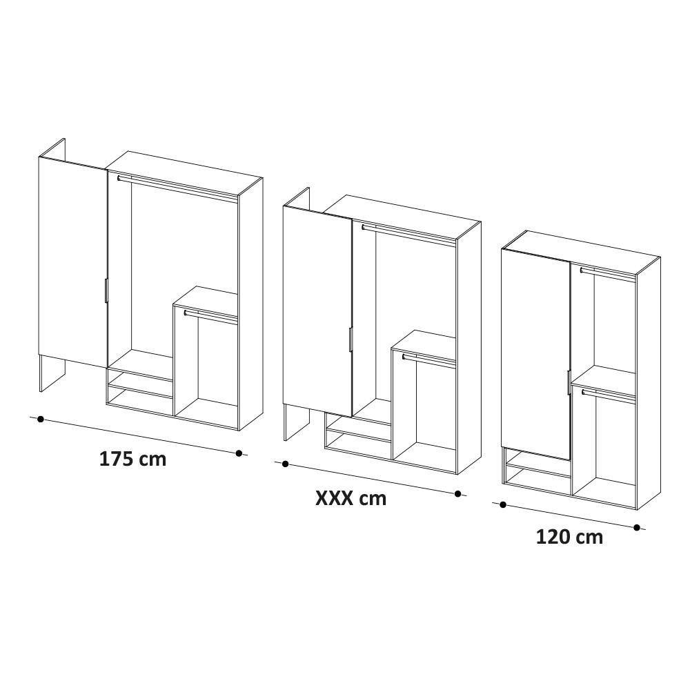 Kit dressing extensible Vario L.120 - 180 x H200 x P.40cm / 3 ...