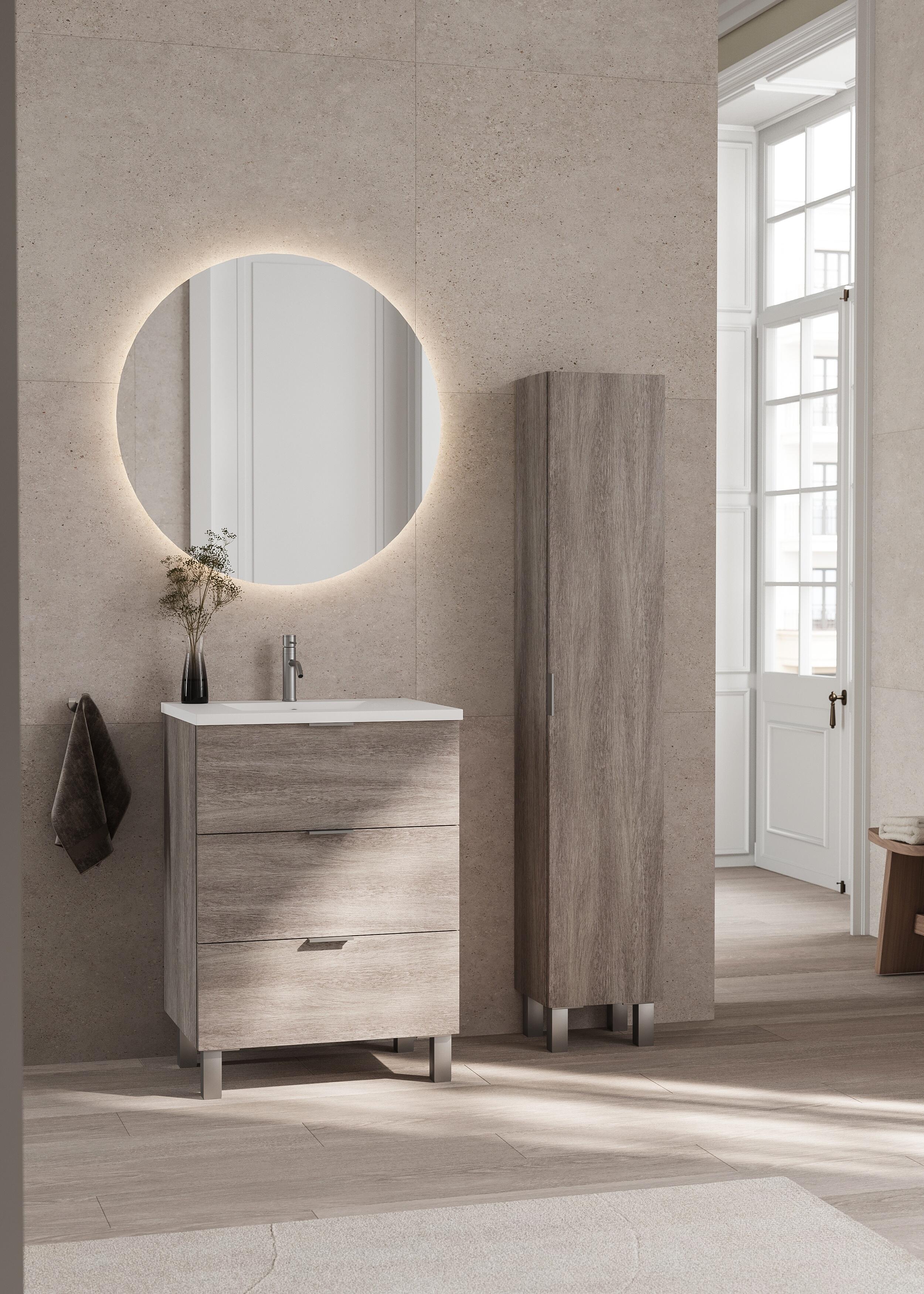 Mueble de baño con lavabo Lain roble gris 60x45 cm | Leroy Merlin