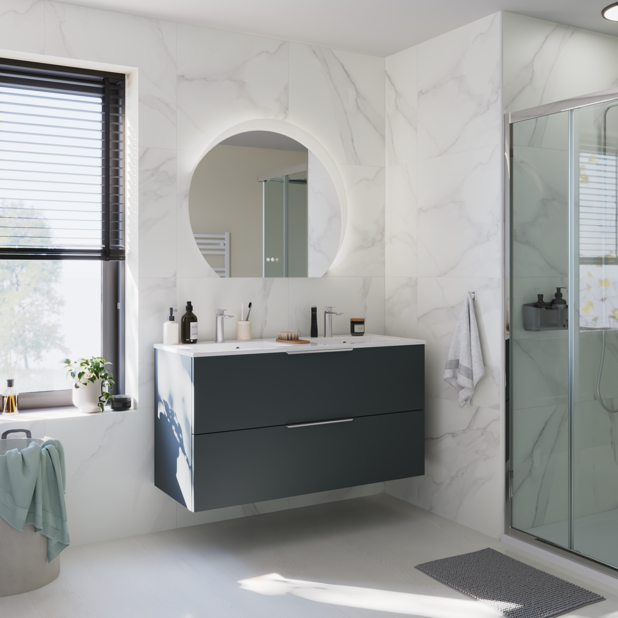 Azulejo porcelánico Olvera efecto mármol white, natural 60x59.5 cm C3 ...