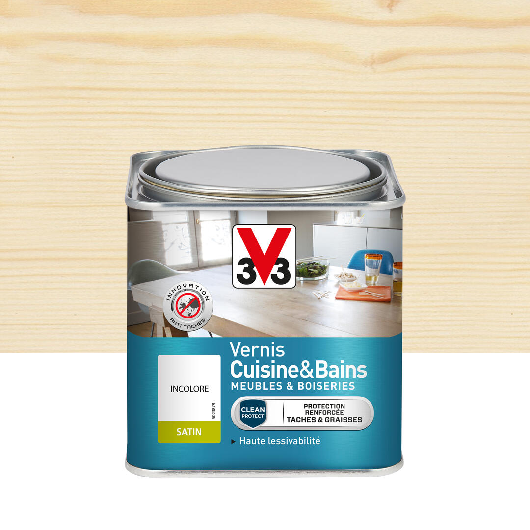 Vernis bois intérieur V33, incolore Vernis cuisine et bain satiné, 0 ...