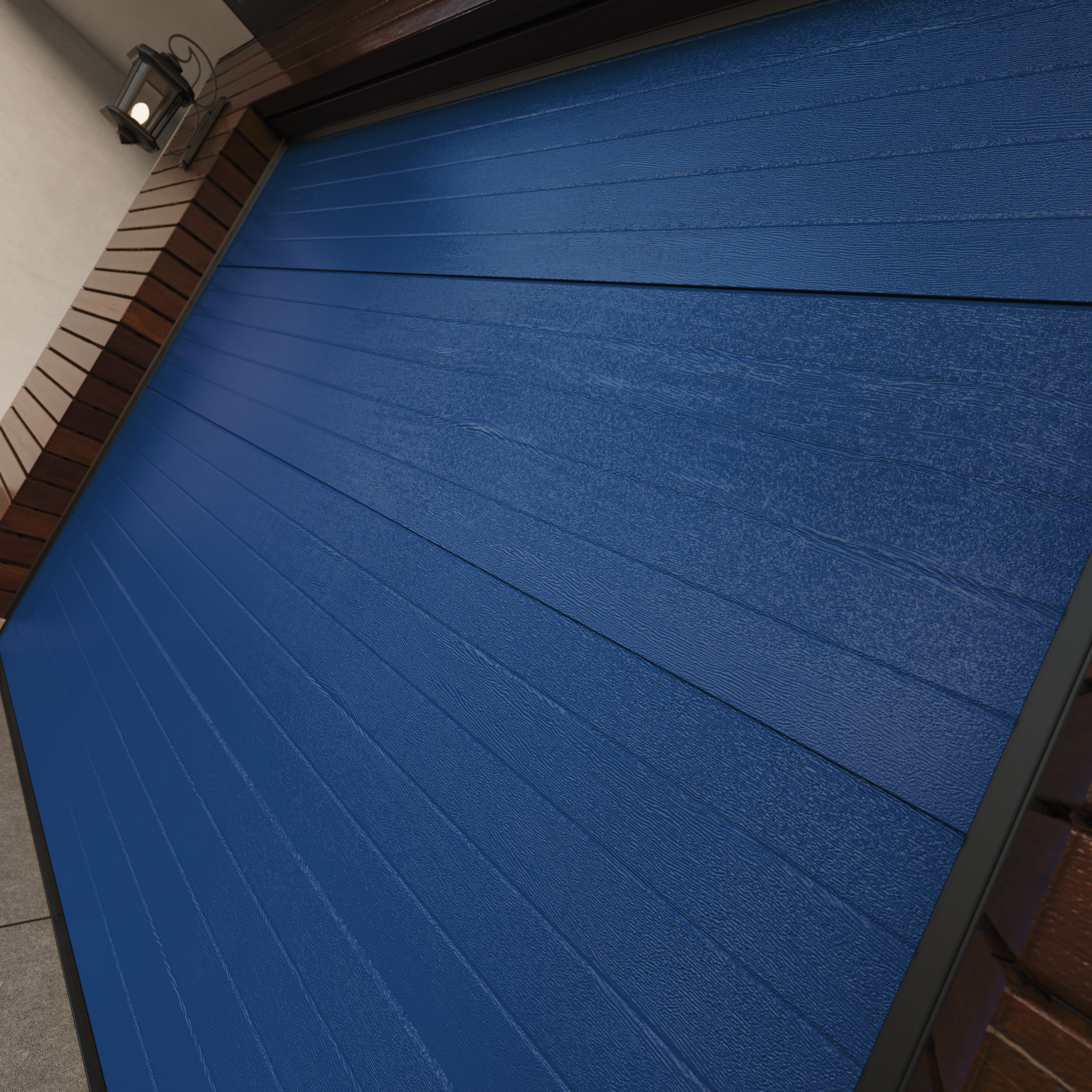 Puerta de garaje seccional Acana motorizada color azul de 250x212.5 cm ...