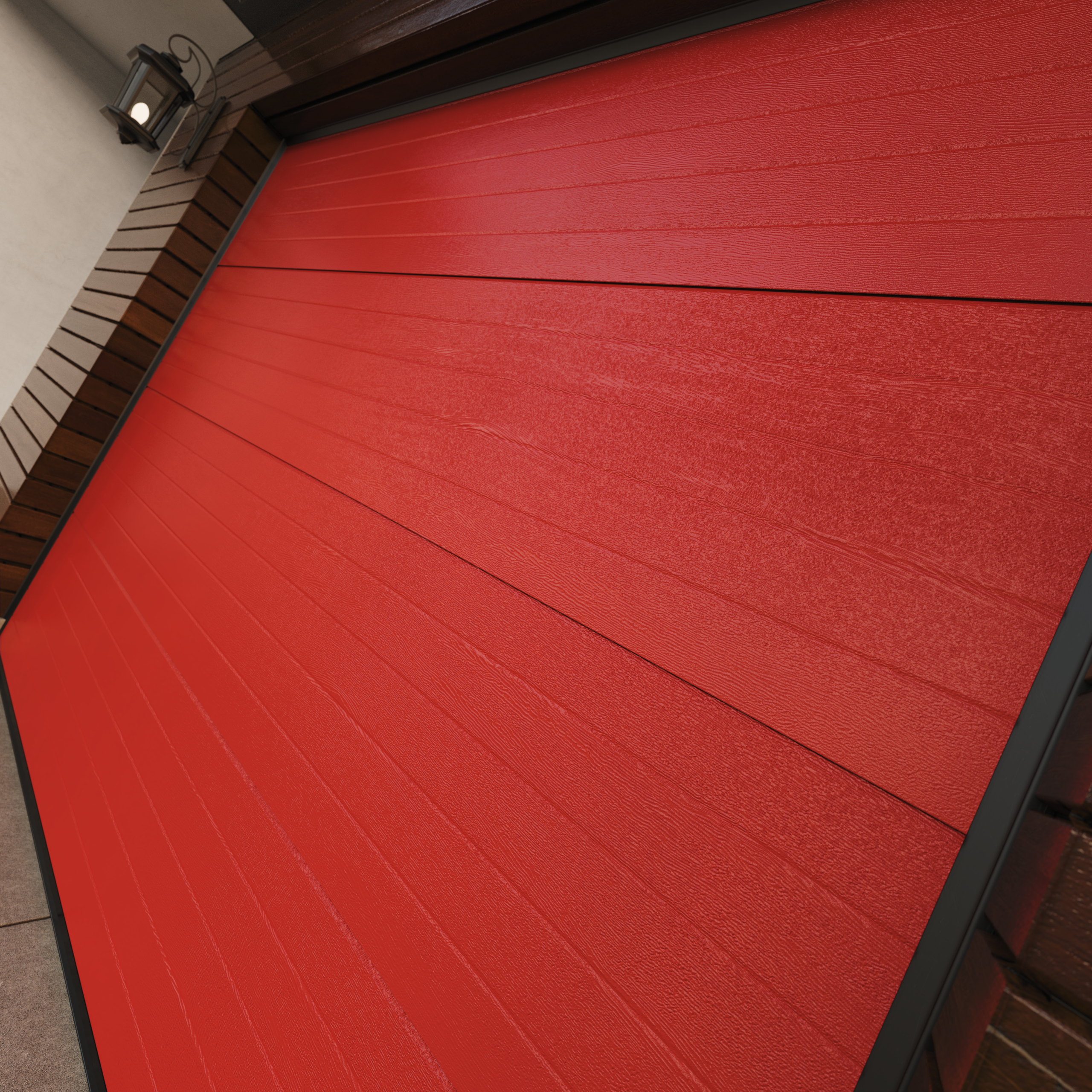 Puerta de garaje seccional Acana motorizada color rojo de 250x212.5 cm ...