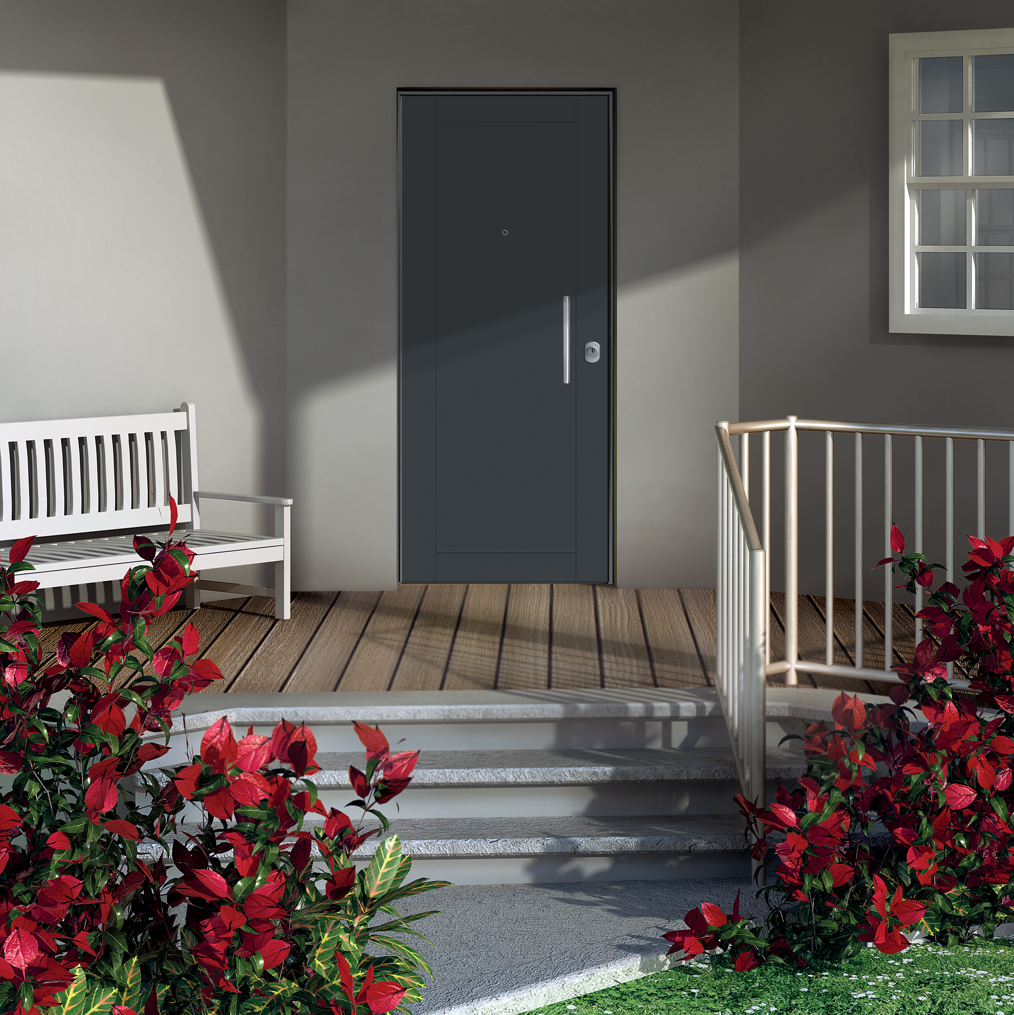 Porta blindata YALE WALL L 80 x H 210 cm grigio 7016 opaco/bianco ...