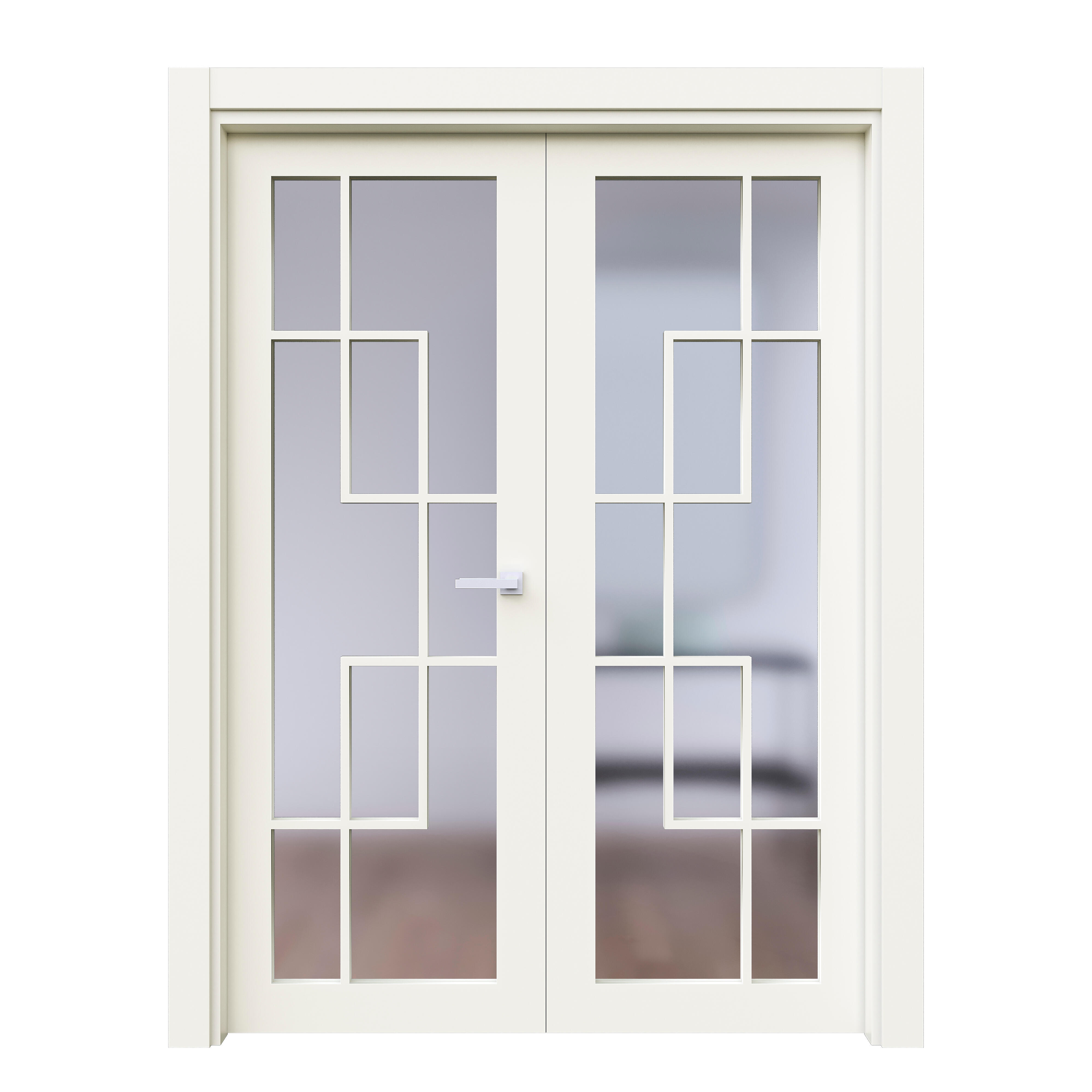 Puerta de interior abatible doble vidriera con cristal incluido estructura maciza acabado lacado ...