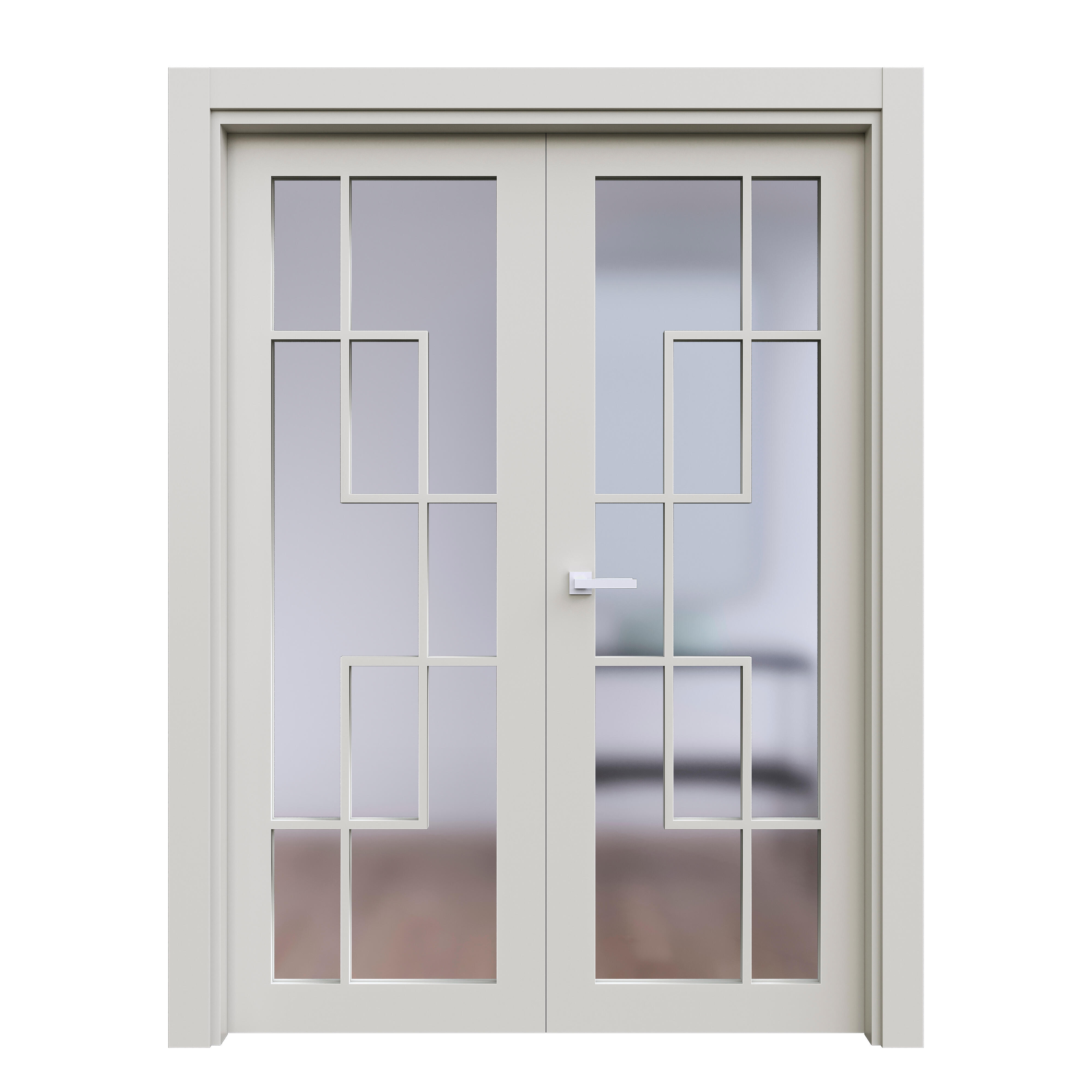 Puerta de interior abatible doble con cristal maciza lacada Tinte ...