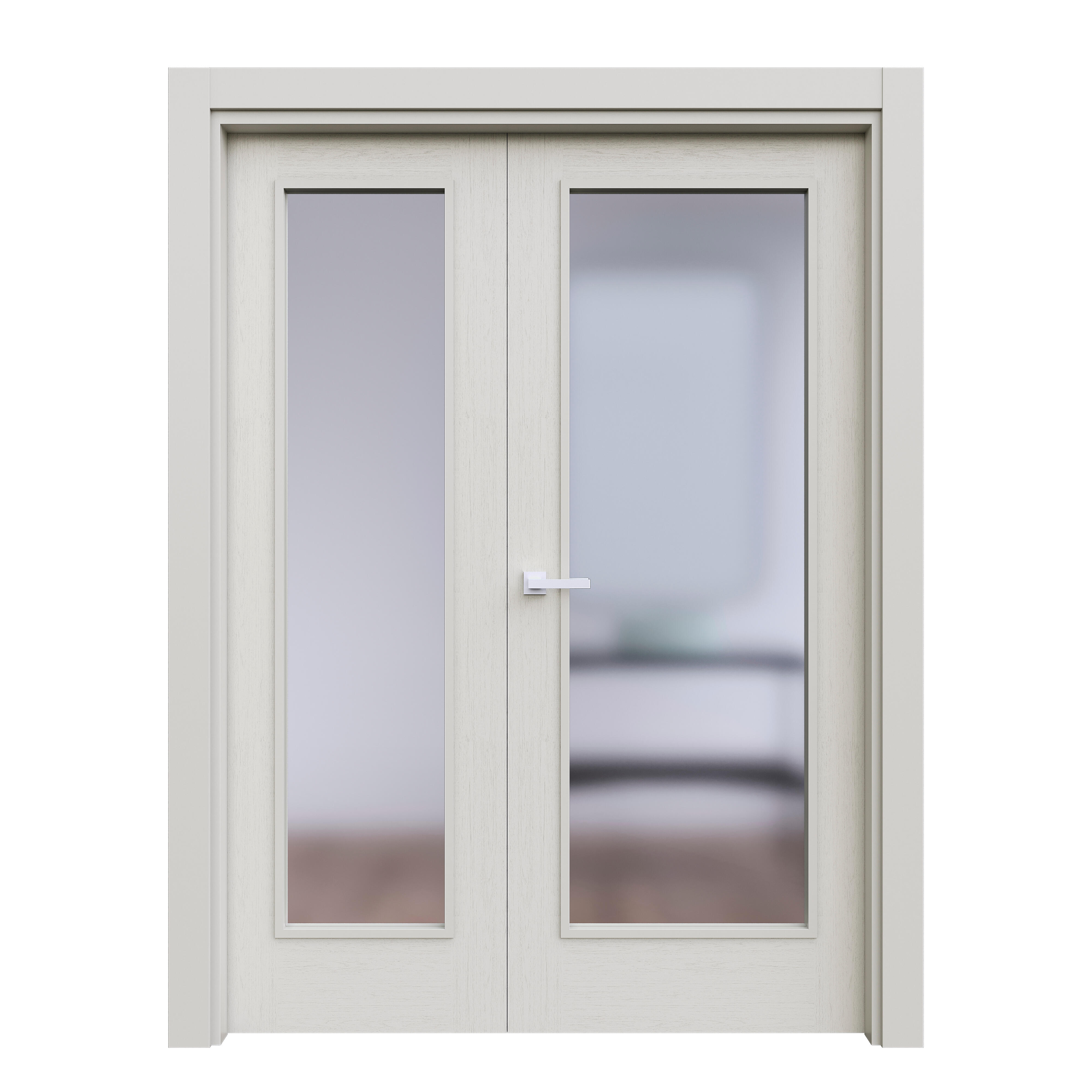 Puerta de interior abatible doble vidriera con fijo con cristal incluido estructura maciza ...