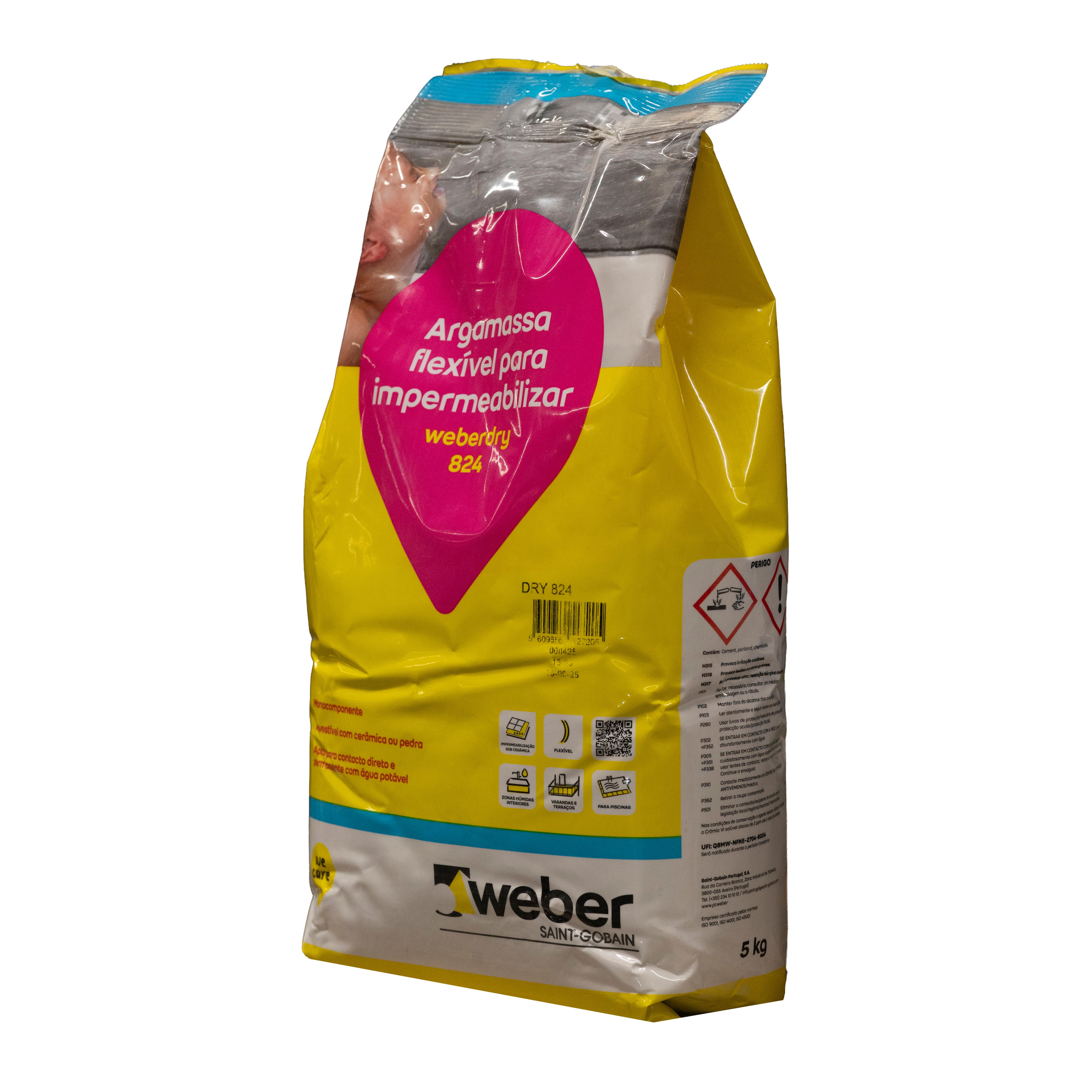 ARGAMASSA DE IMPERMEABILIZAÇÃO WEBERDRY 824 5KG | Obramat
