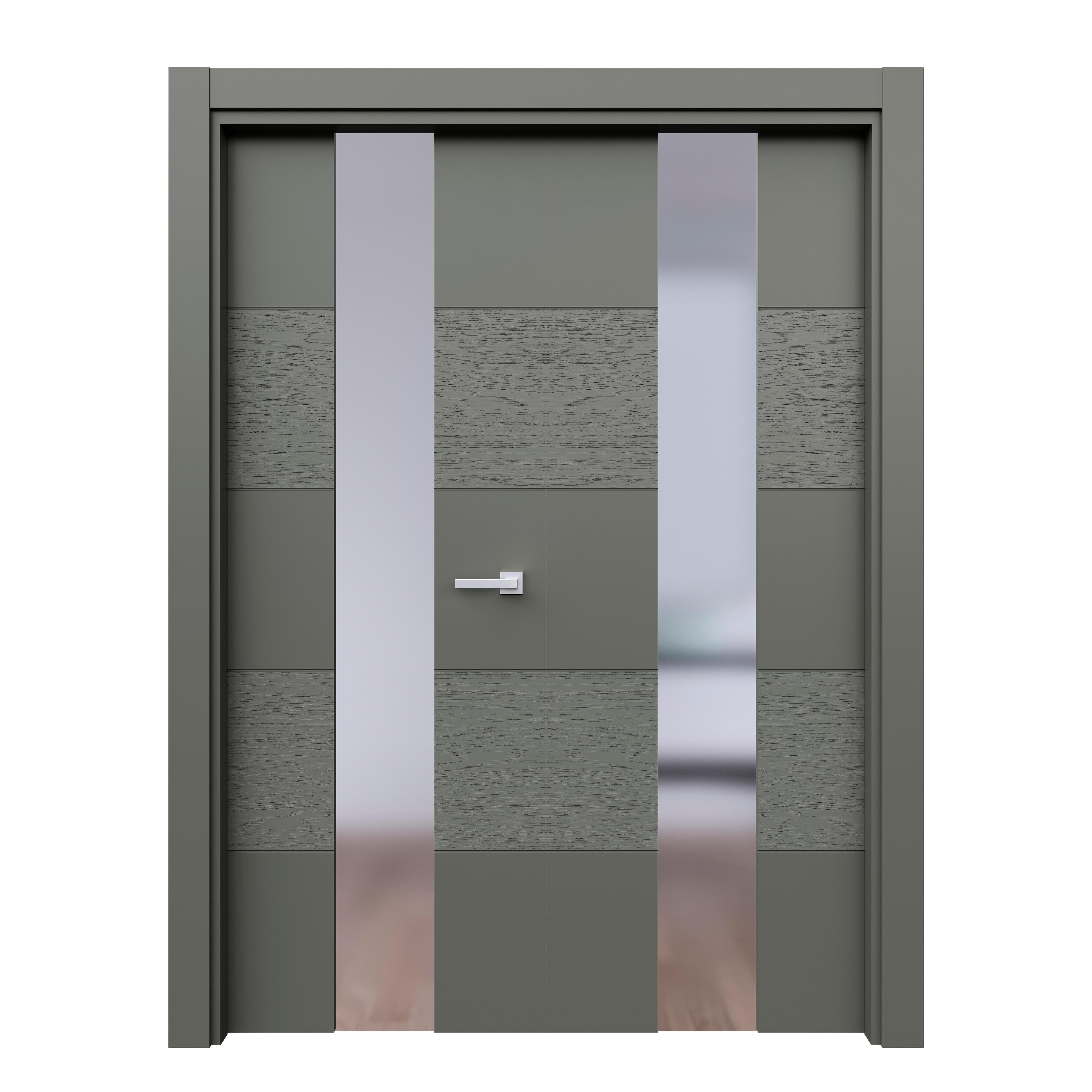 Puerta de interior abatible doble vidriera con cristal incluido estructura maciza acabado lacado ...