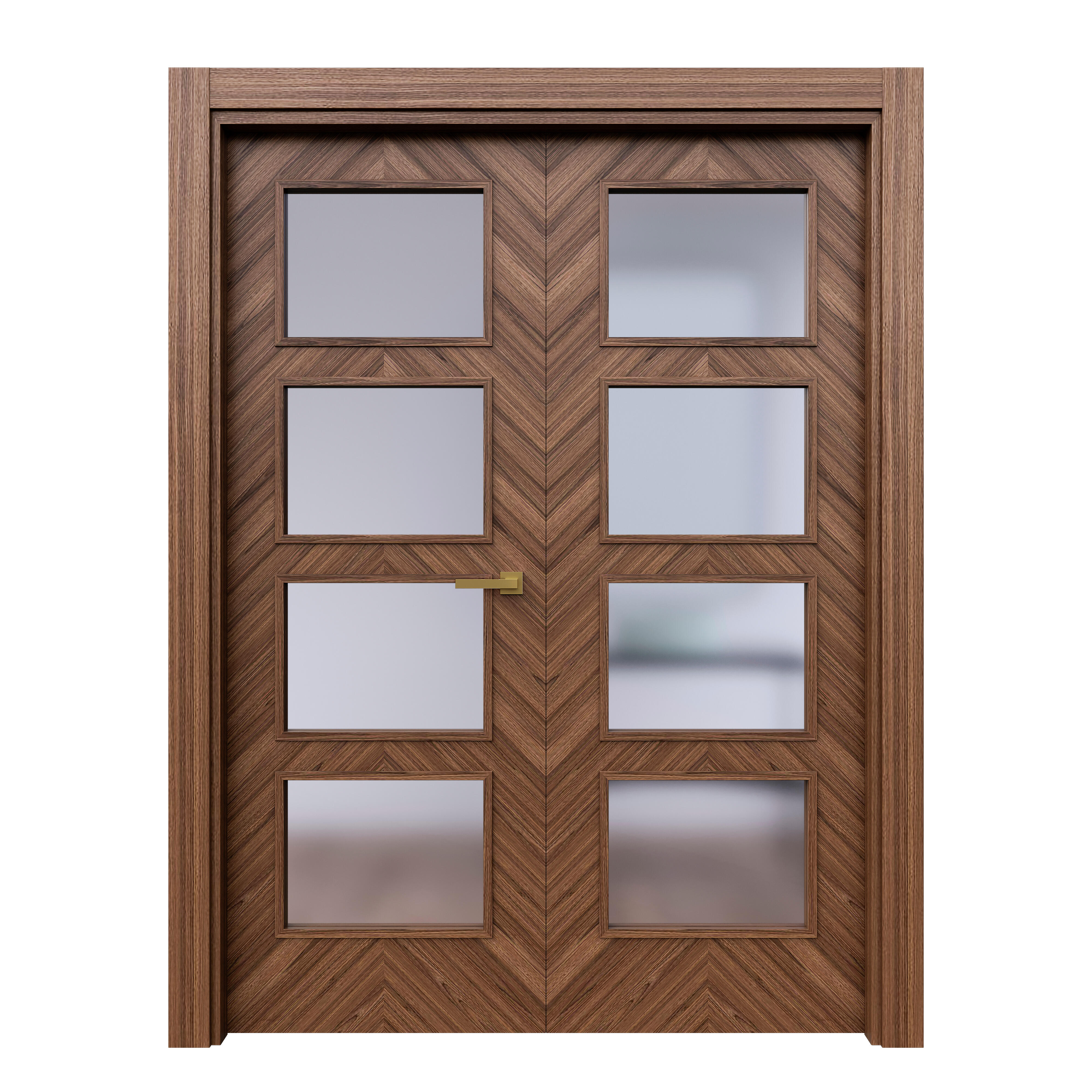 Puerta de interior abatible doble vidriera con cristal incluido estructura maciza acabado ...