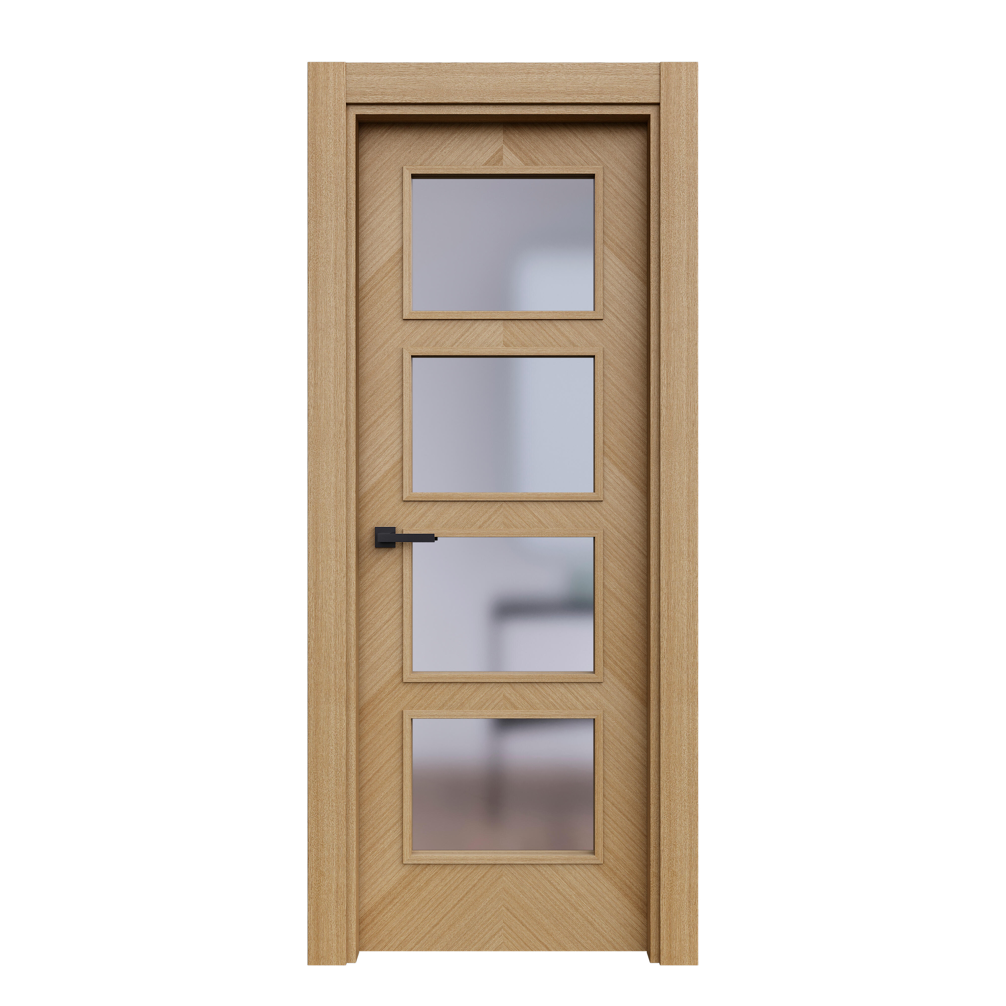 Puerta de interior abatible vidriera con cristal incluido estructura maciza acabado barnizado ...