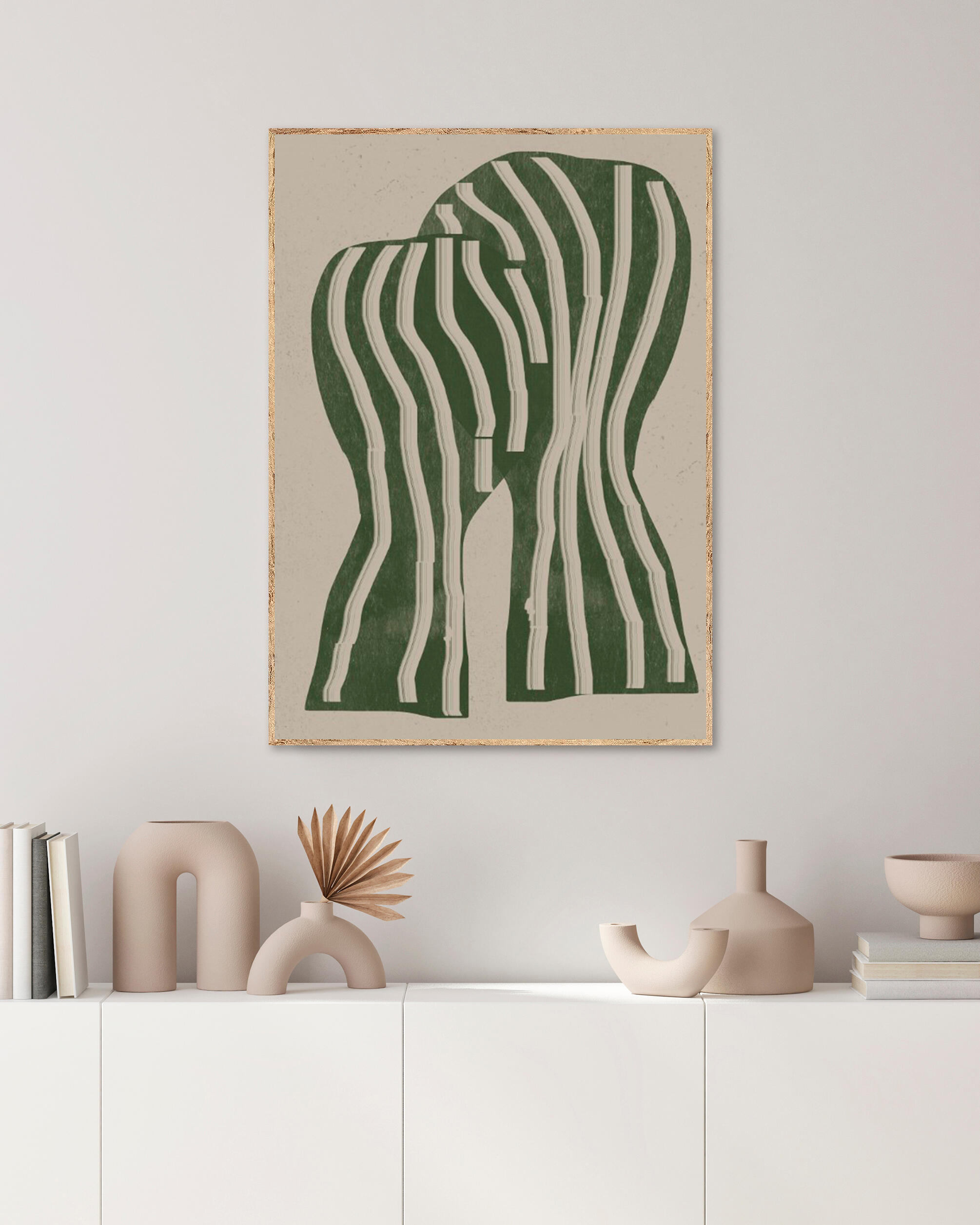 Cuadro con marco Rayas Verde 61 cm x 81 cm | Leroy Merlin