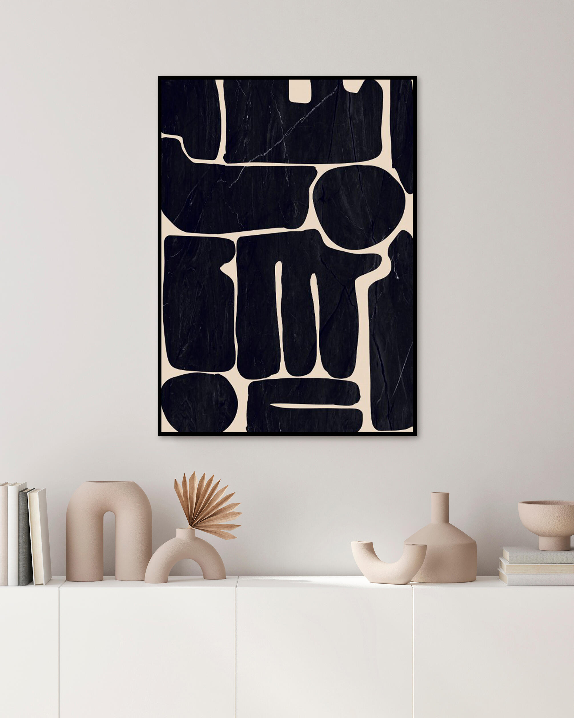 Cuadro con marco Abstracto Minimalista Negro 61 cm x 81 cm | Leroy Merlin