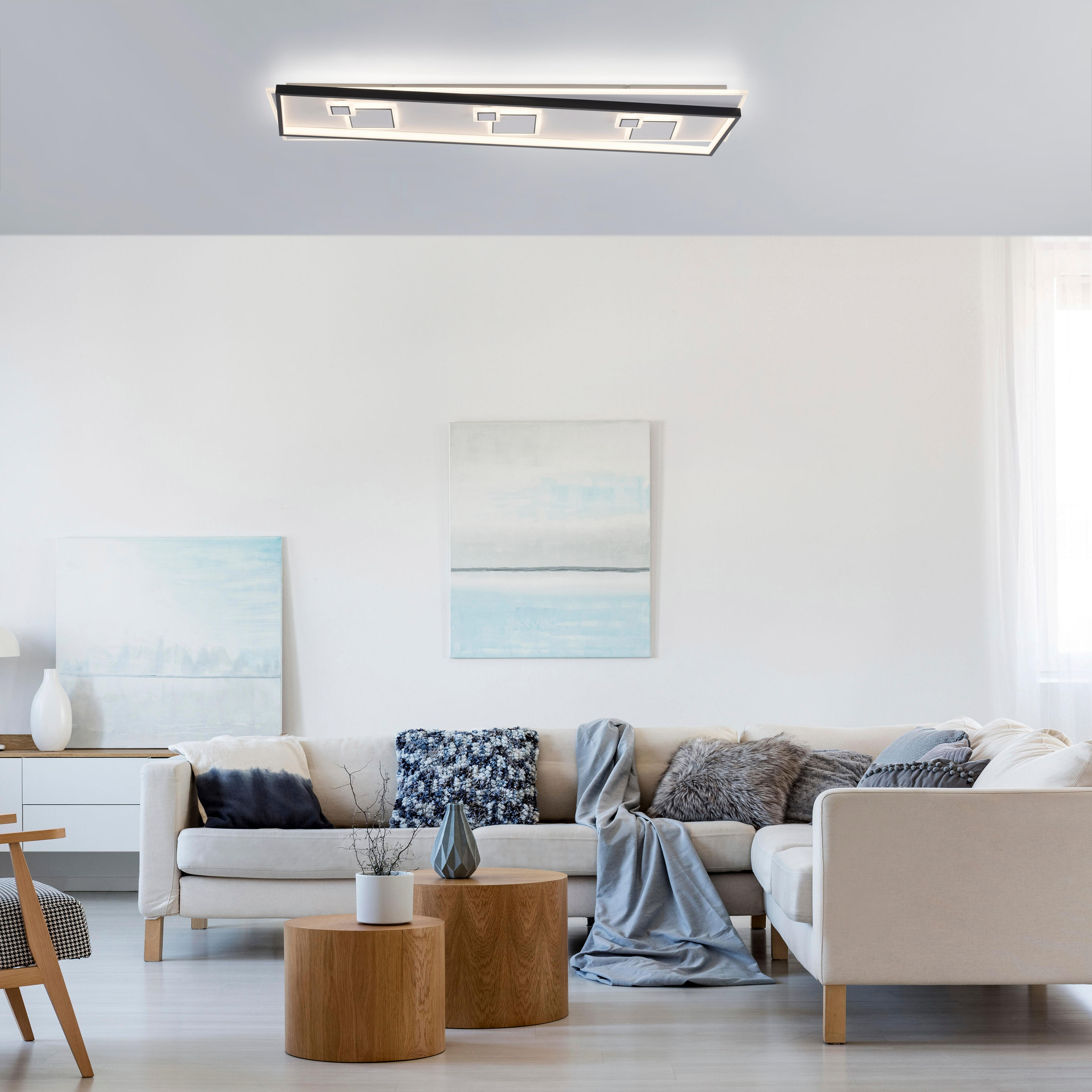 Plafón LED rectangular negro 5100 lm blanco cálido IP20 | Leroy Merlin