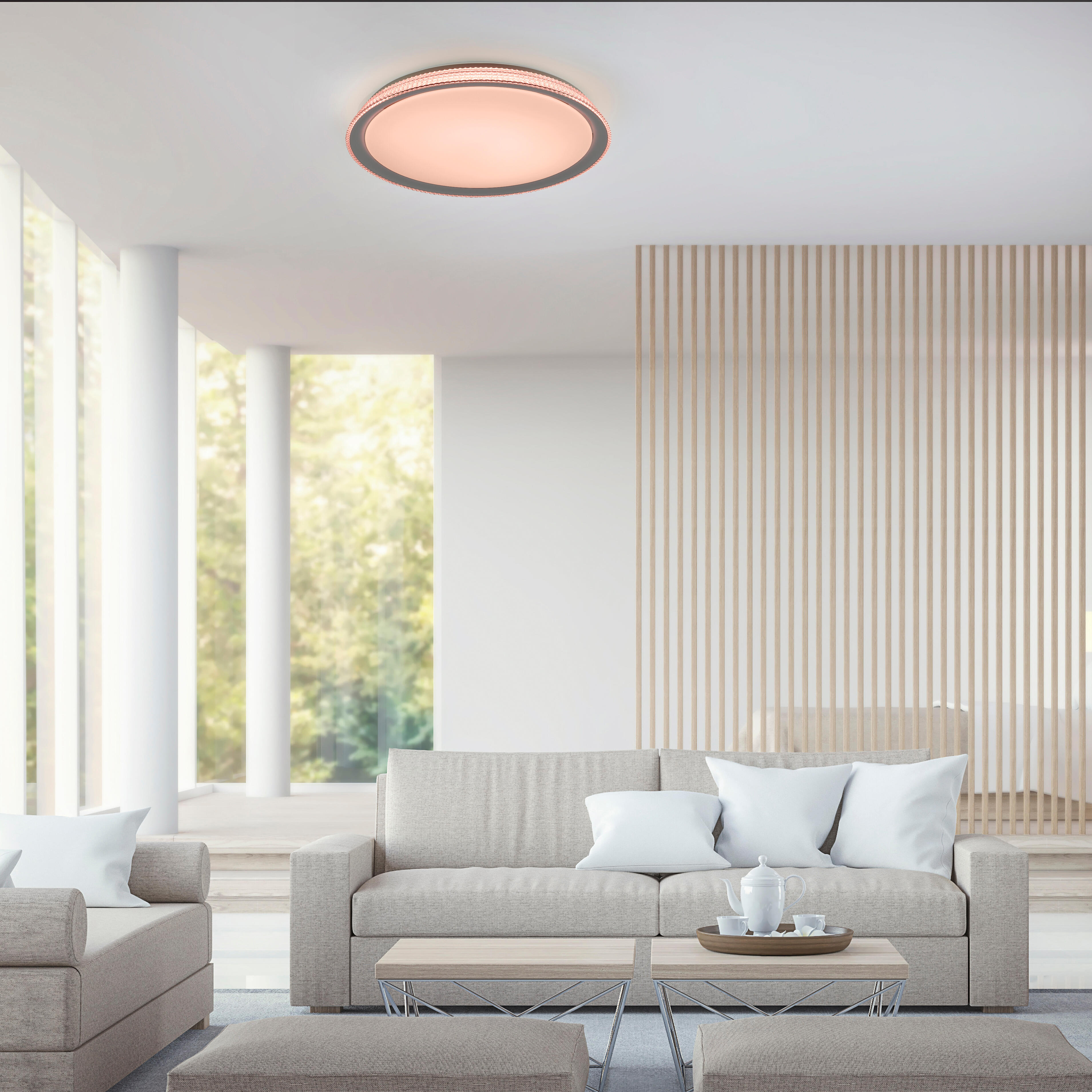 Plafón LED redondo gris Kari 4300 lm CCT 2700K-5000K IP20 | Leroy Merlin
