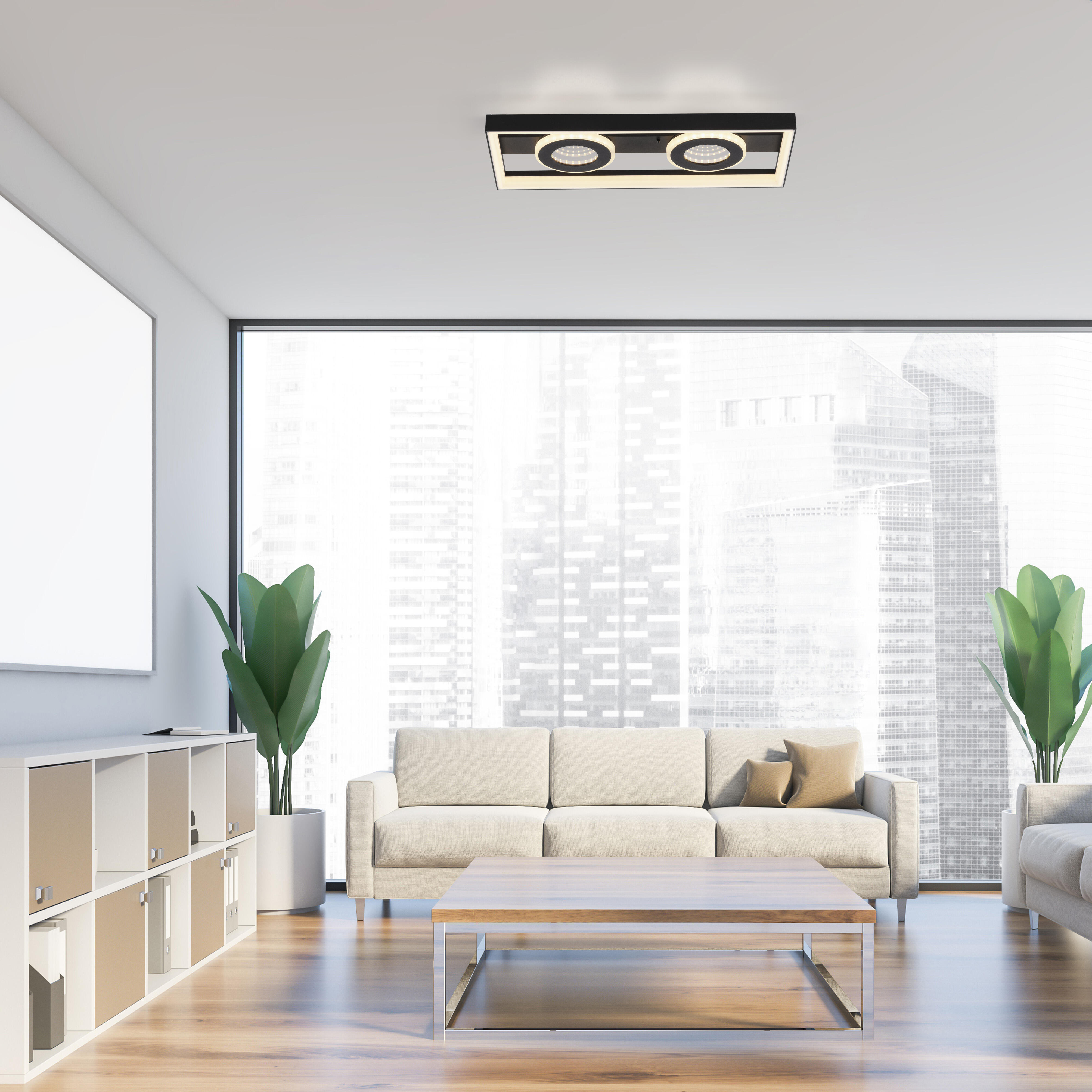 Plafón LED rectangular negro Traforo 2520 lm CCT 2700K-5000K 20 cm de ...