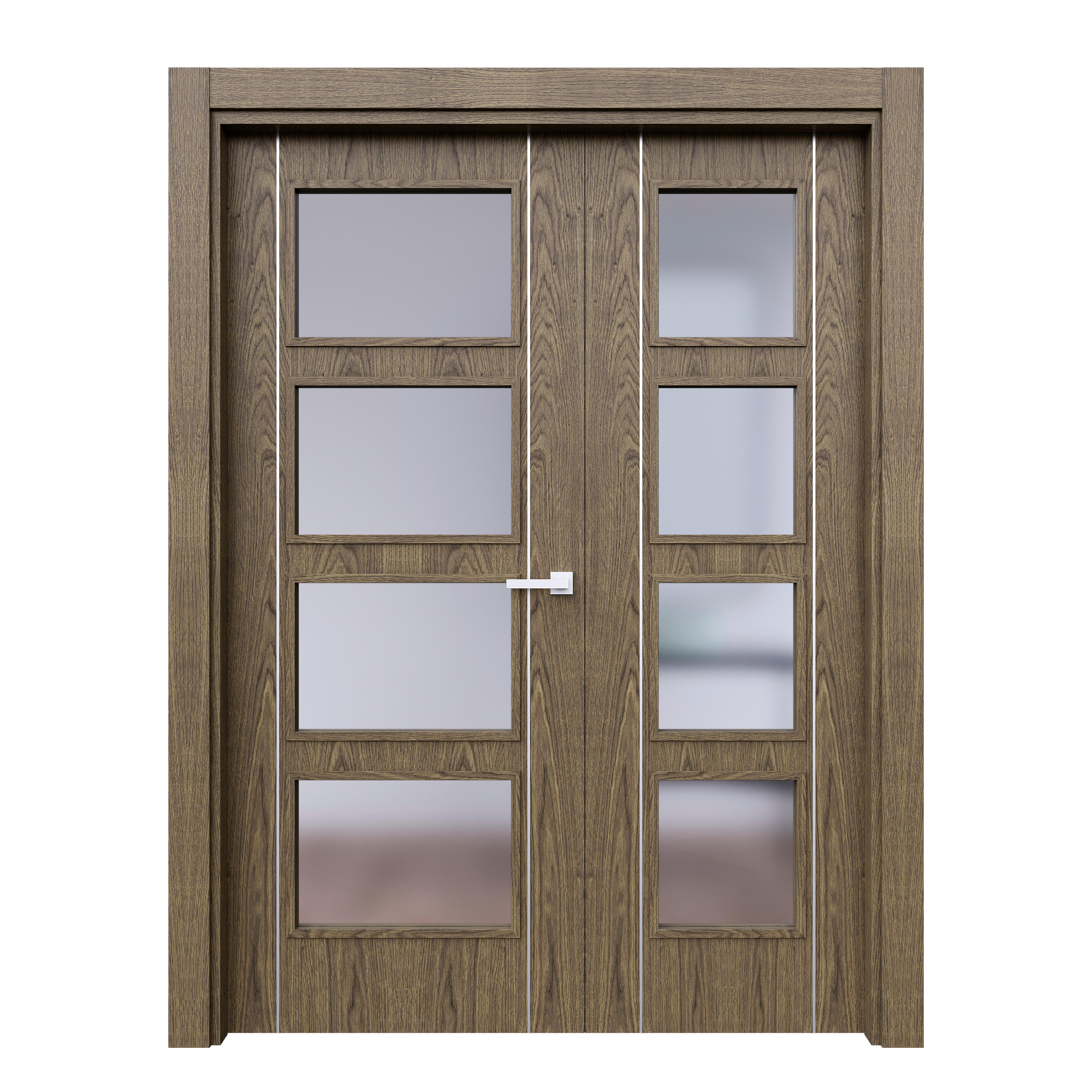 Puerta de interior abatible doble con cristal maciza barnizada Tinte ...